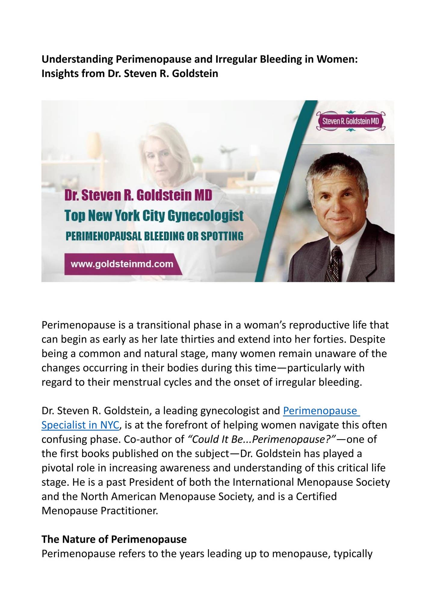 Understanding Perimenopause and Irregular Bleeding in Women: Insights ...