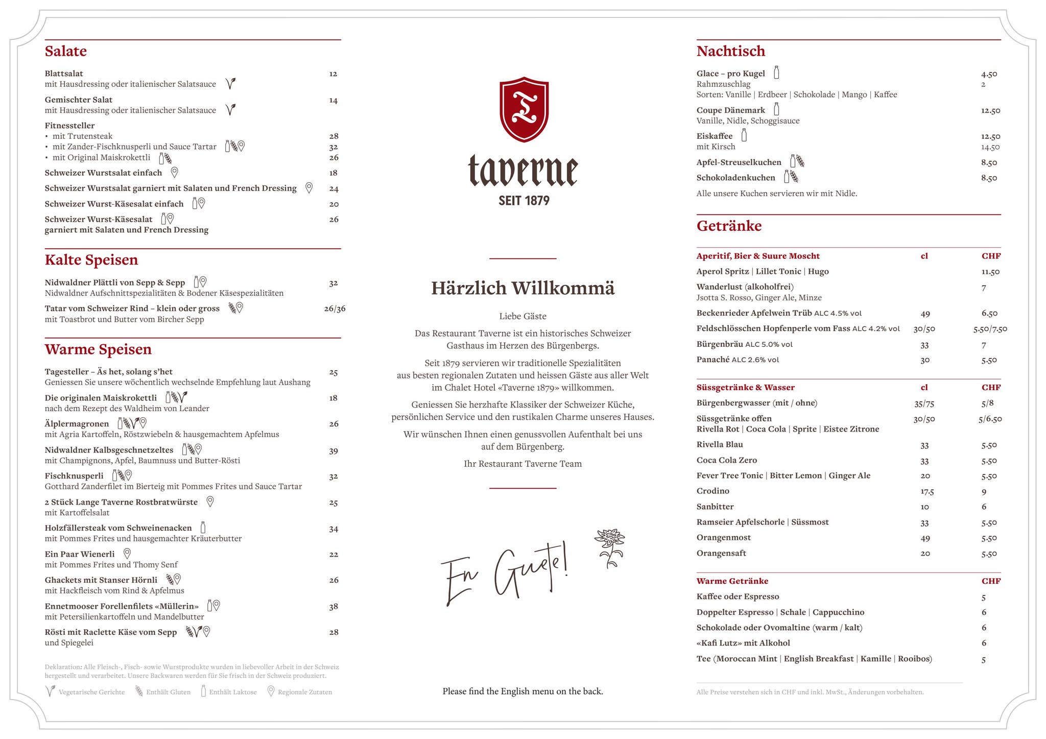 Menu_Restaurant_Taverne_DE by Bürgenstock Collection - Issuu
