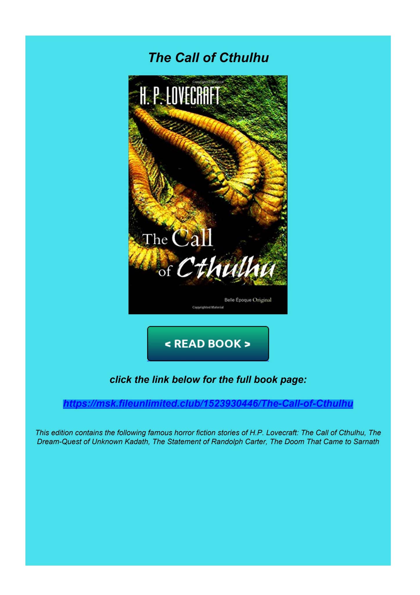 GEt PDF The Call of Cthulhu by carmelobridedennis - Issuu