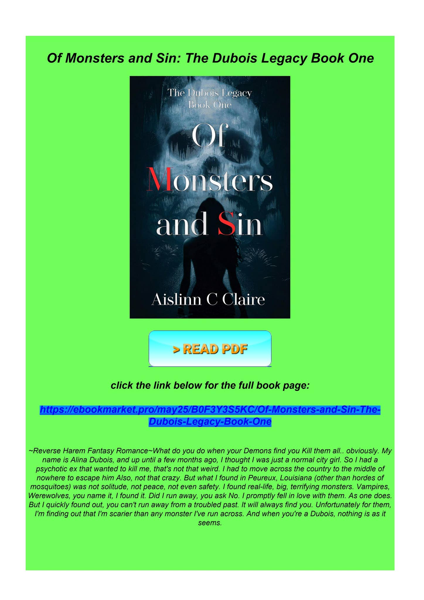 PDF Of Monsters and Sin: The Dubois Legacy Book One by skylajacksona ...