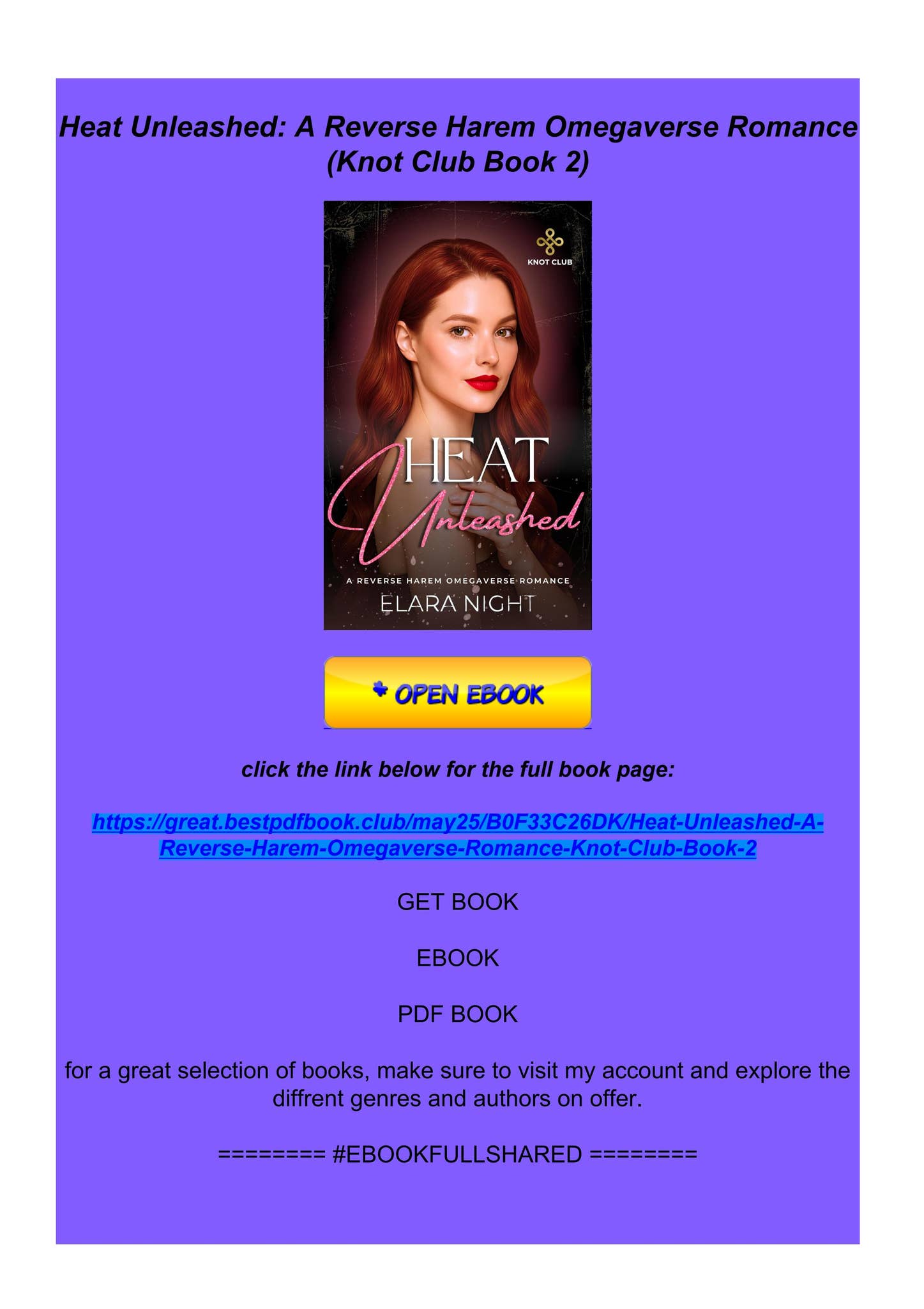 PDF Heat Unleashed: A Reverse Harem Omegaverse Romance (Knot Club Book ...