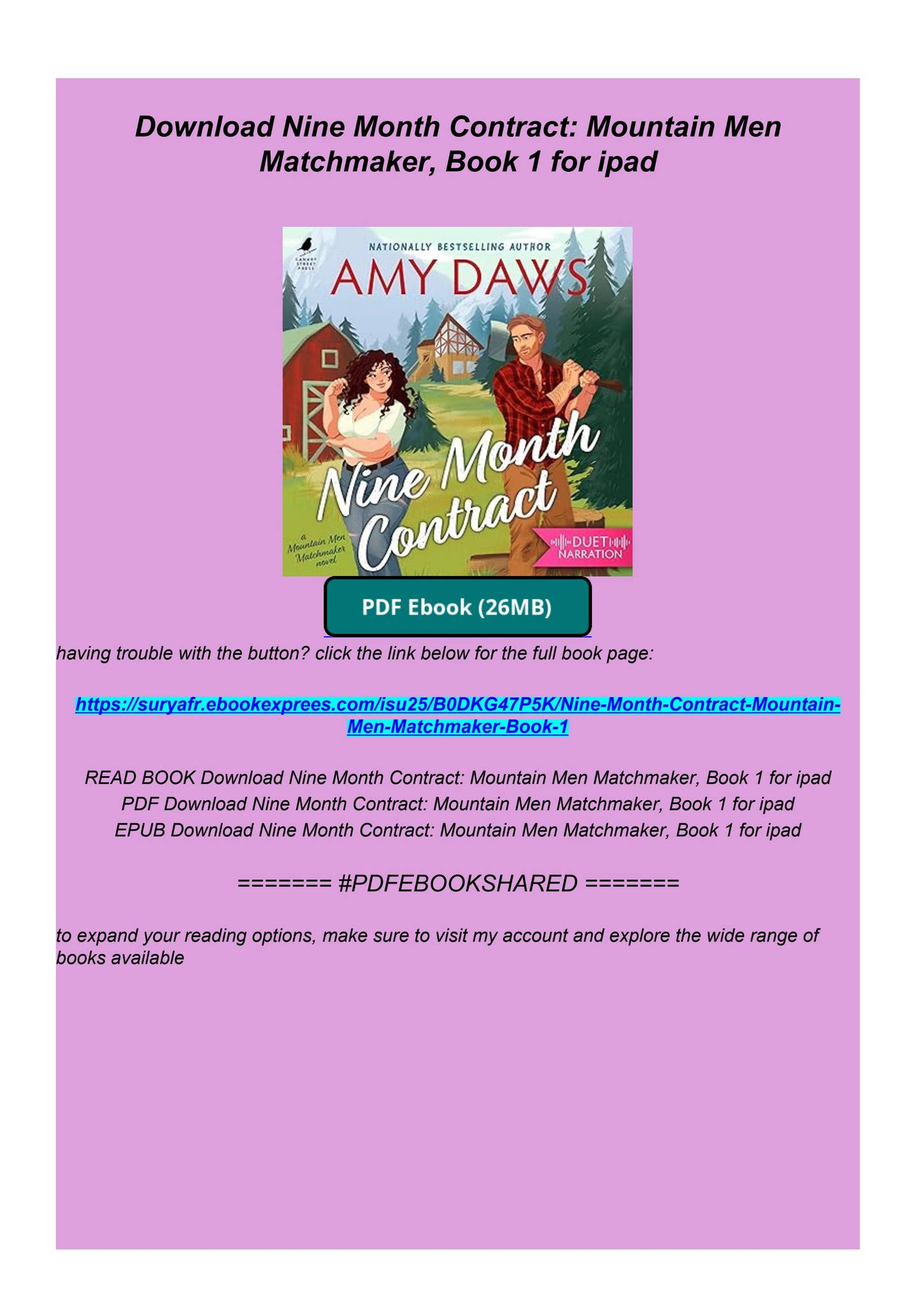 Download Nine Month Contract: Mountain Men Matchmaker, Book 1 for ipad ...