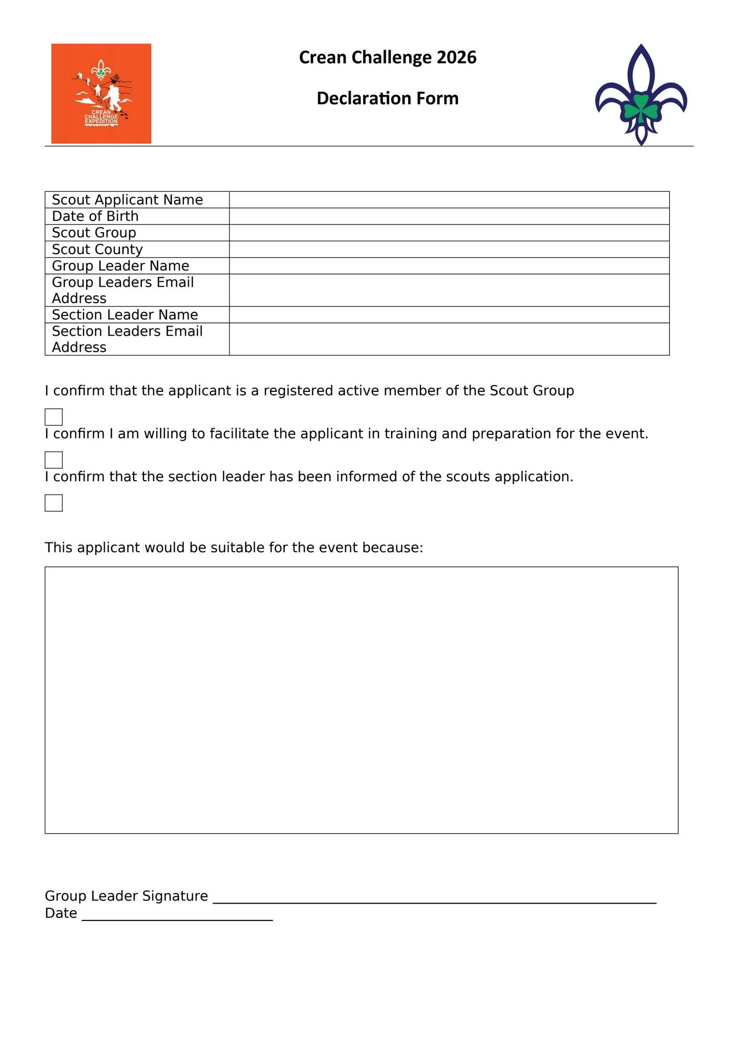 Crean Challenge 2026 - Group Leader Declaration by Scouting Ireland - Issuu