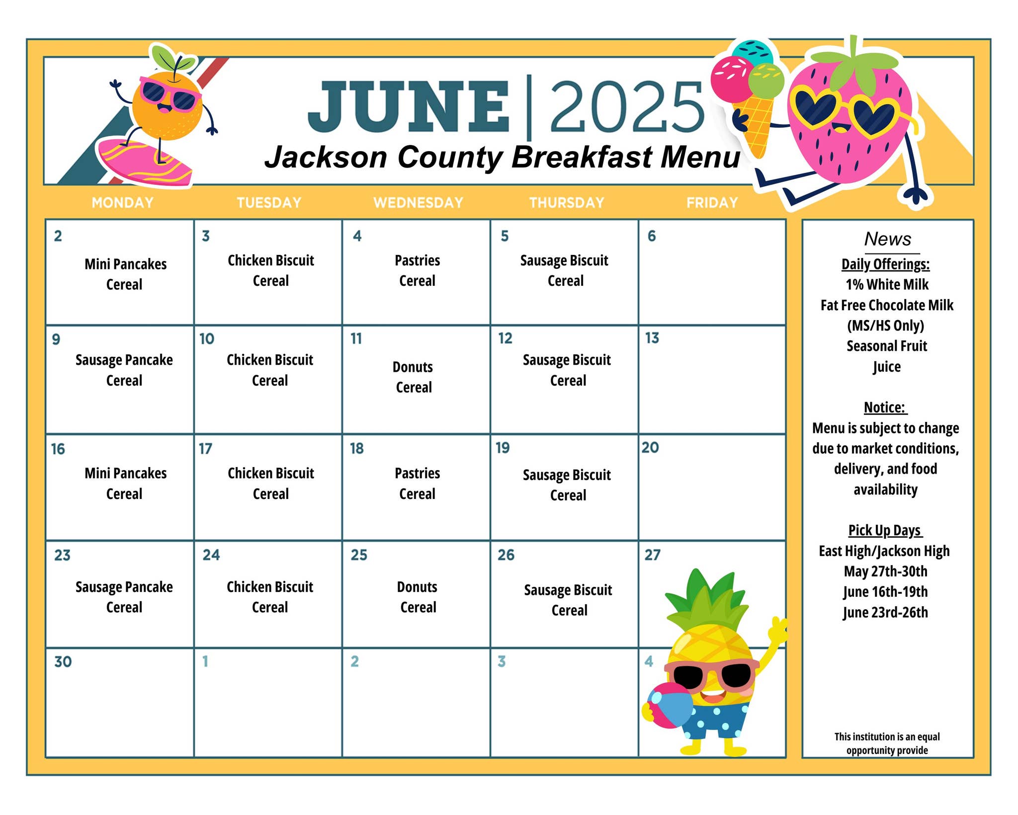 Jackson County June Menu by Jackson County School System - Issuu