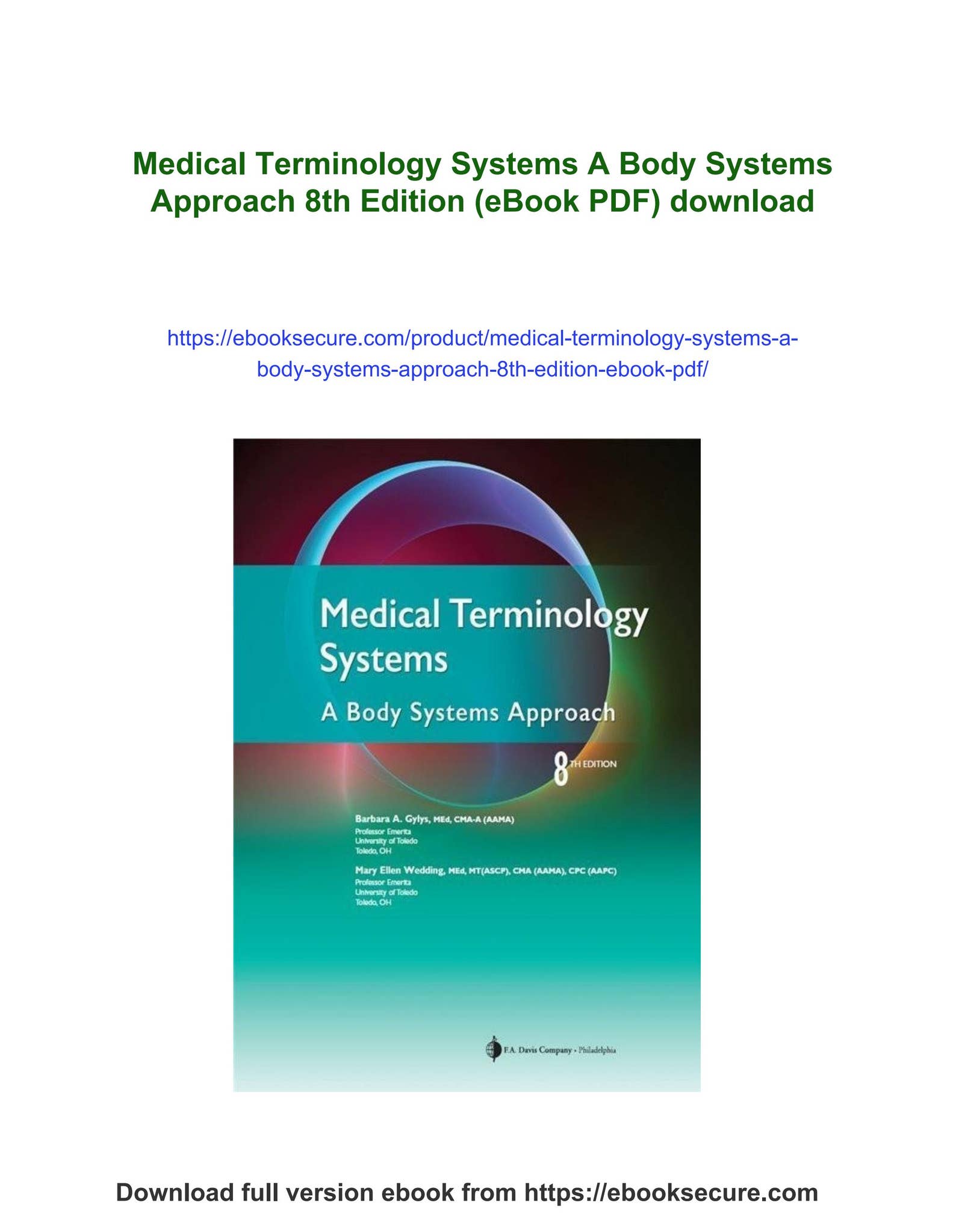 Medical terminology systems a body systems approach 8th edition (ebook pdf) - Quickly download ...
