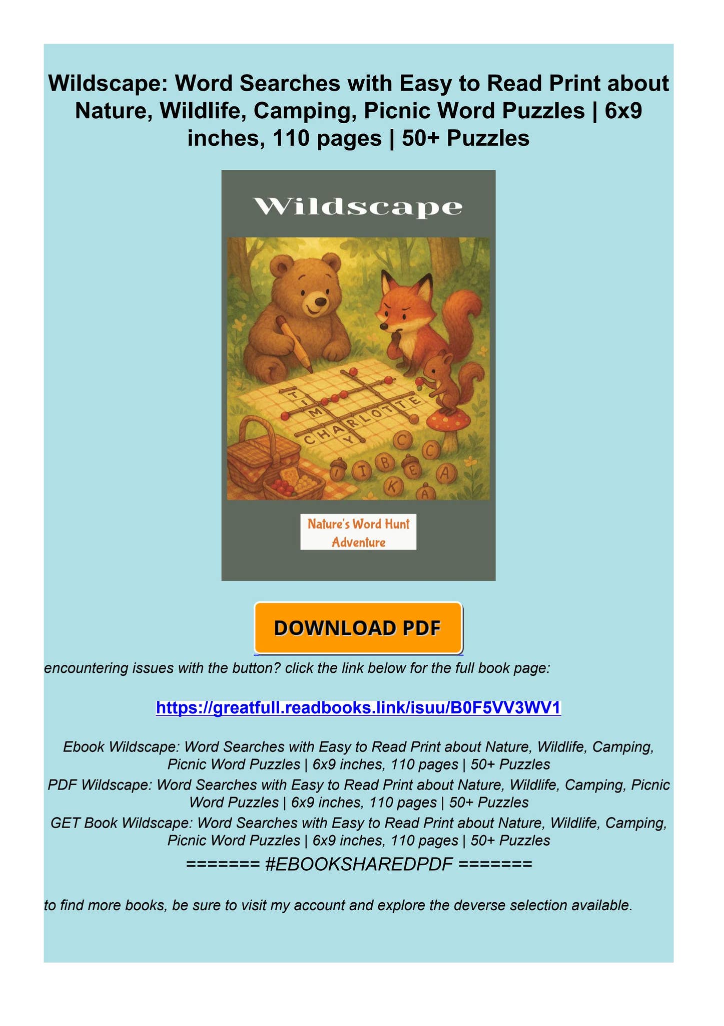 Download Wildscape: Word Searches with Easy to Read Print about Nature ...
