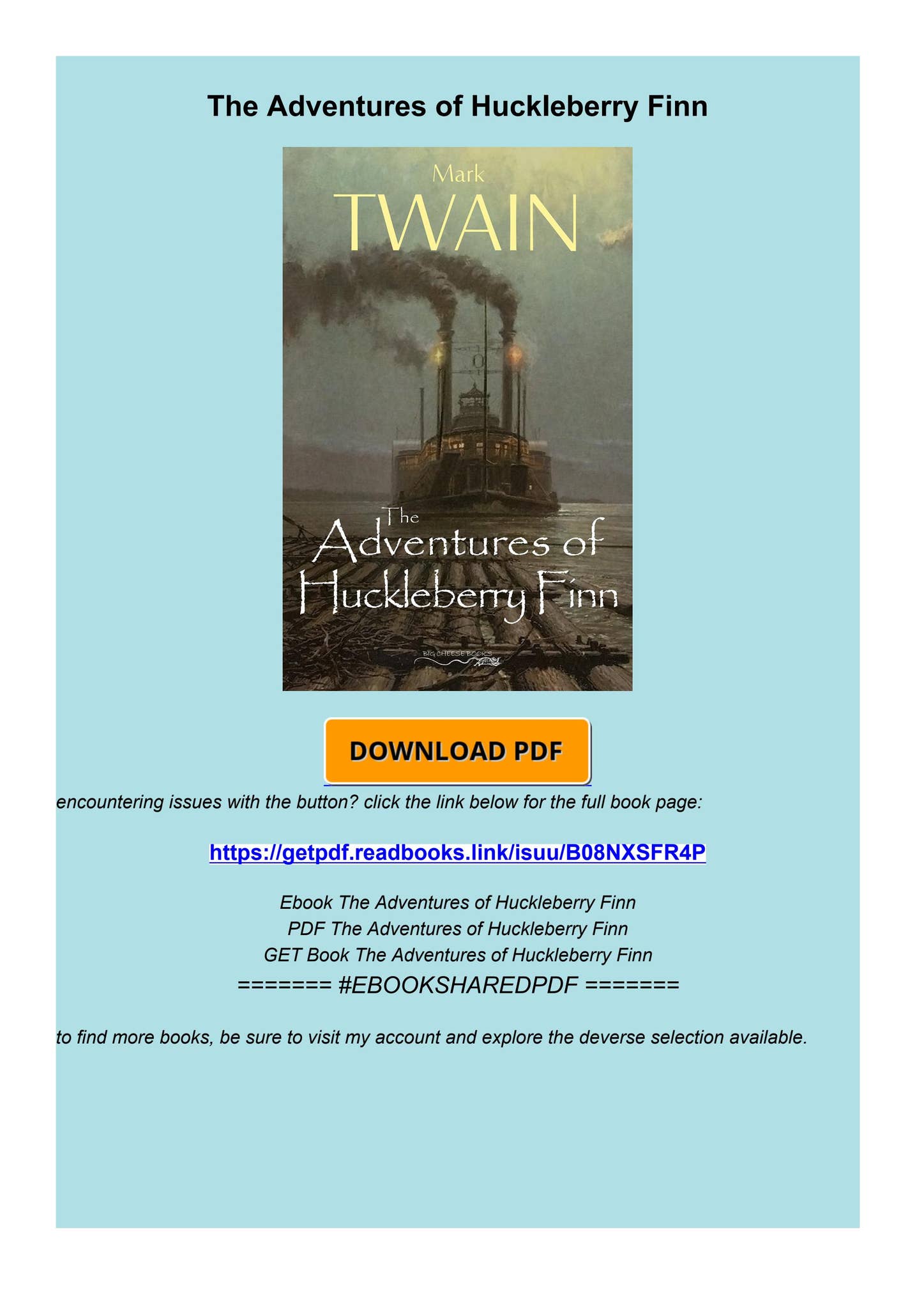 PDF The Adventures of Huckleberry Finn by adriennepoolea - Issuu