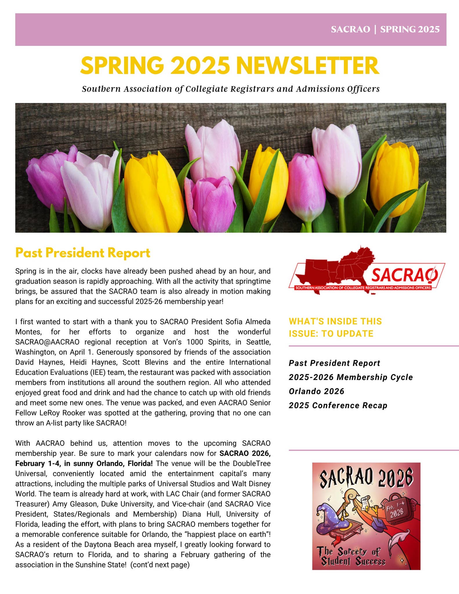 SACRAO SPRING 2025 NEWSLETTER by Southern Association of Collegiate ...
