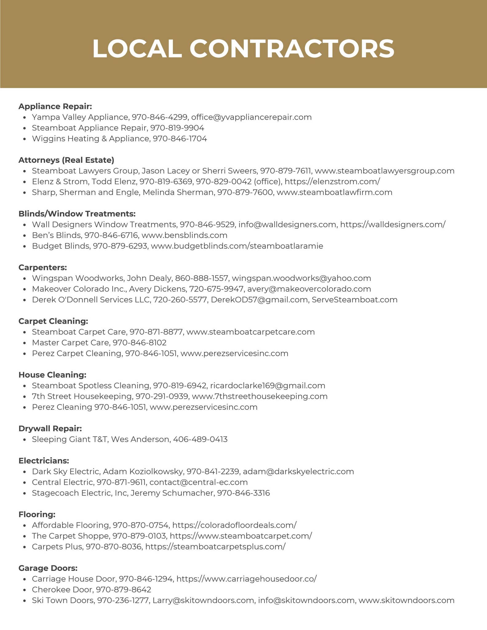 SRP Local Contractors by SteamboatRP - Issuu