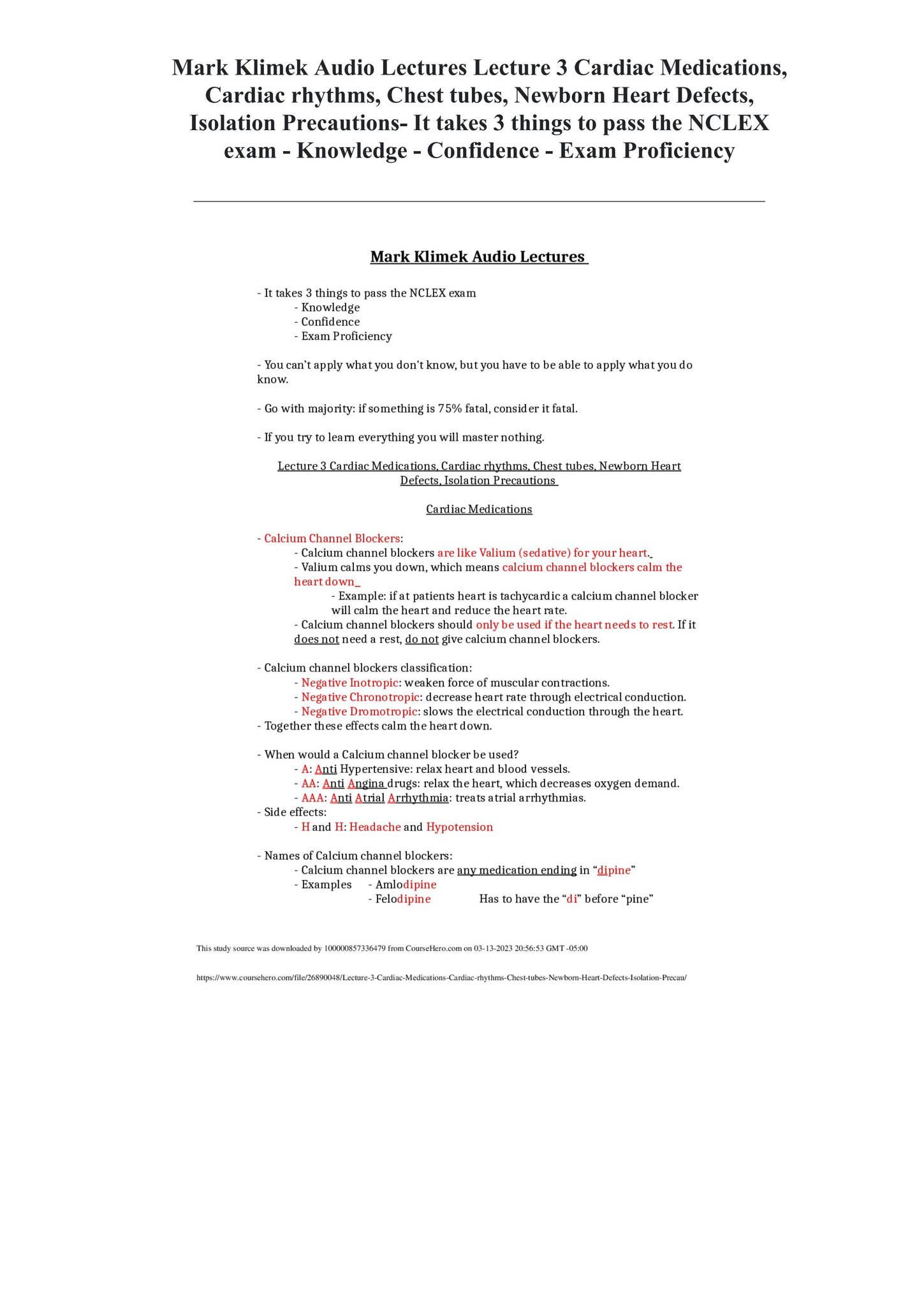 Mark Klimek Audio Lectures [PDF] Cardiac Medications, Cardiac rhythms ...