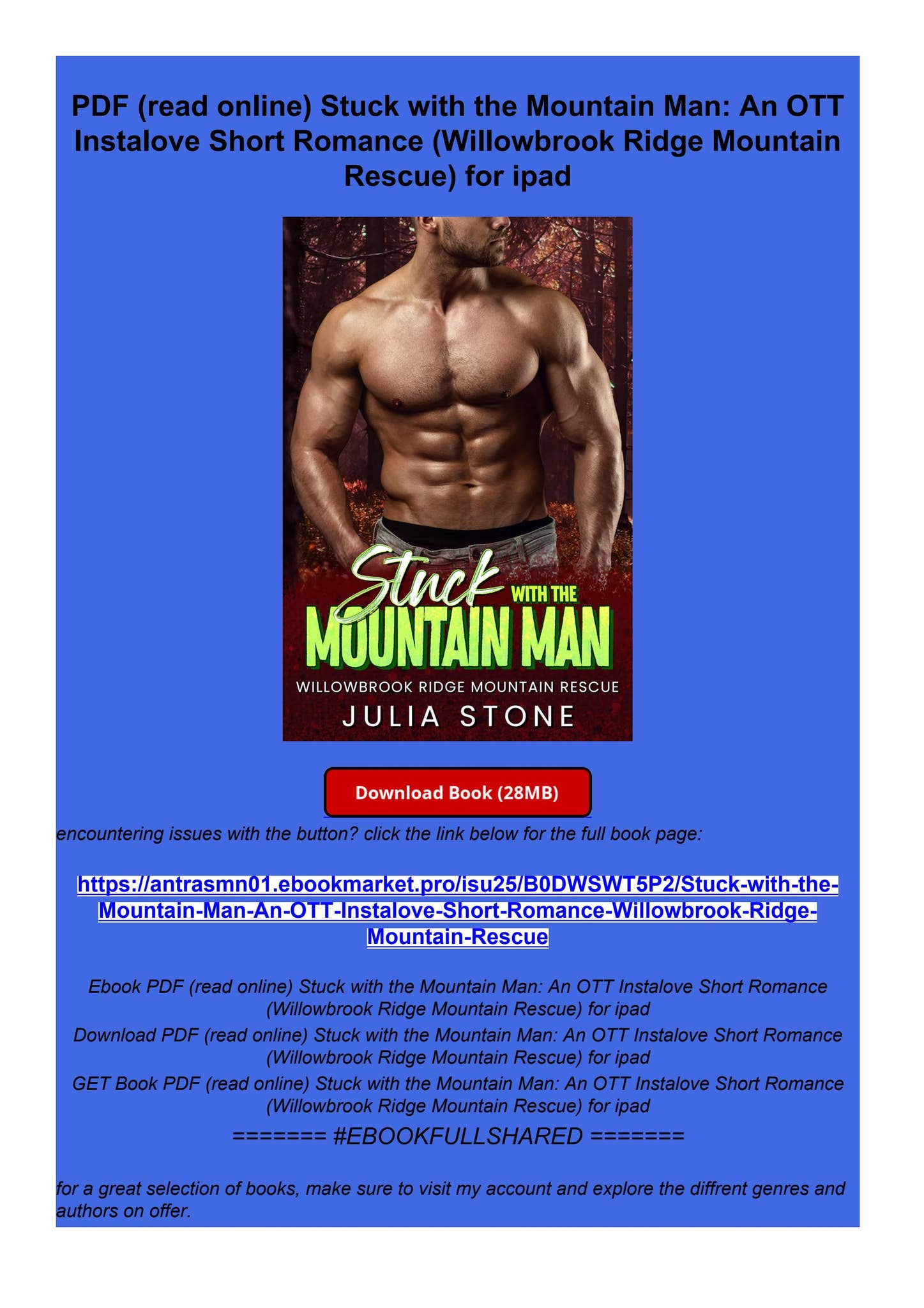 PDF (read online) Stuck with the Mountain Man: An OTT Instalove Short Romance (Willowbrook Ridge ...