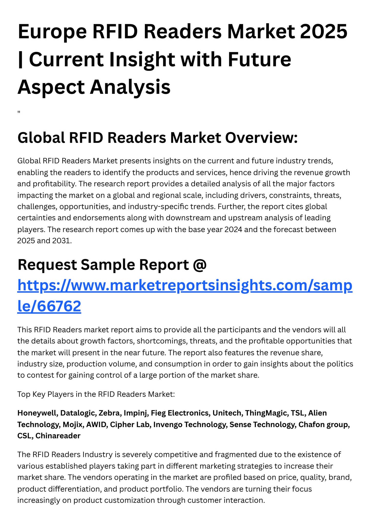 Europe RFID Readers Market 2025 Current Insight with Future Aspect ...