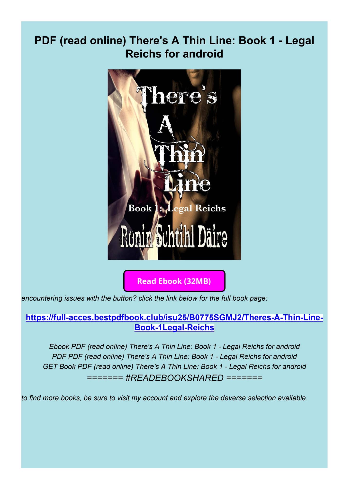PDF (read online) There's A Thin Line: Book 1 - Legal Reichs for ...