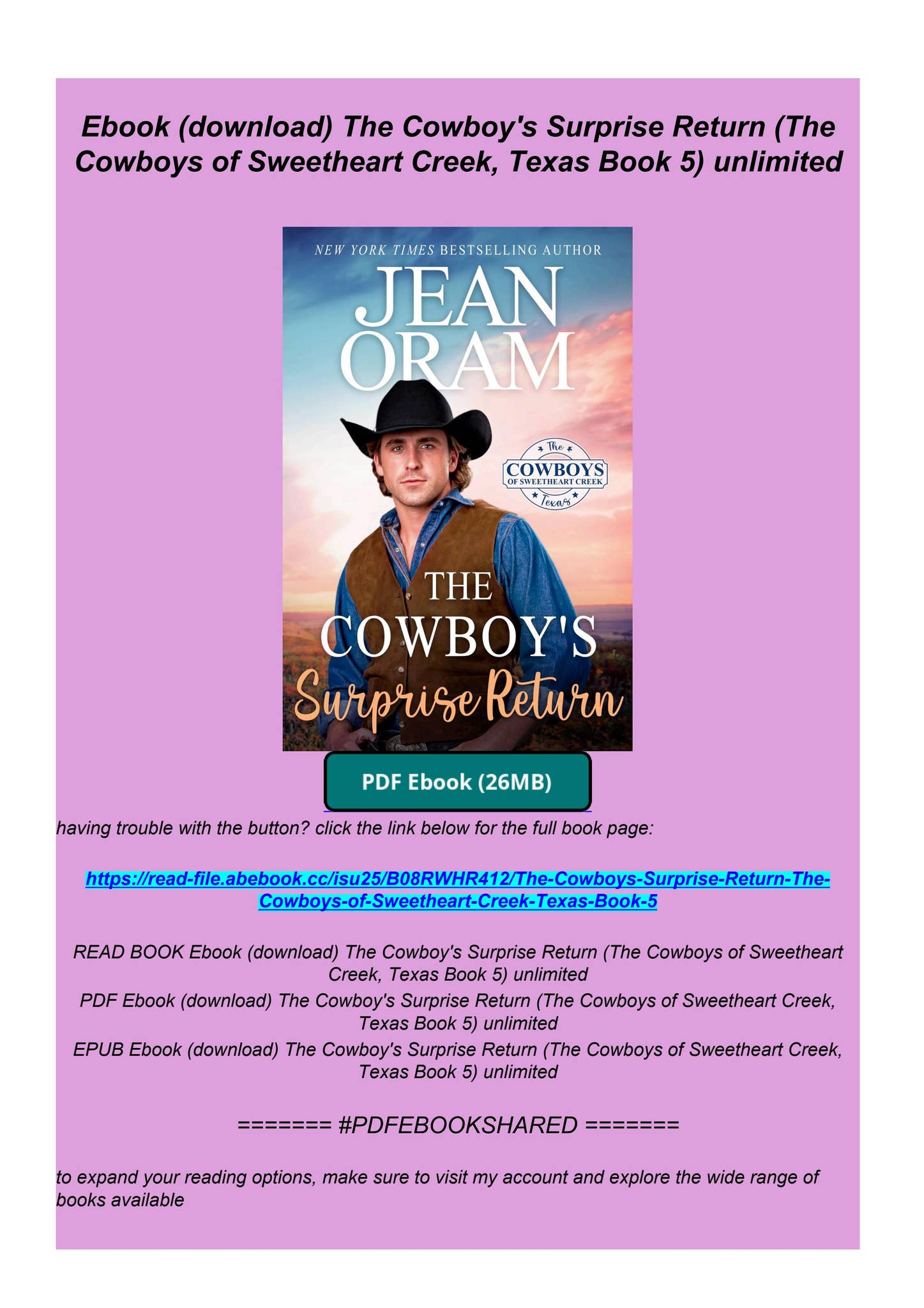 Ebook (download) The Cowboy's Surprise Return (The Cowboys of ...