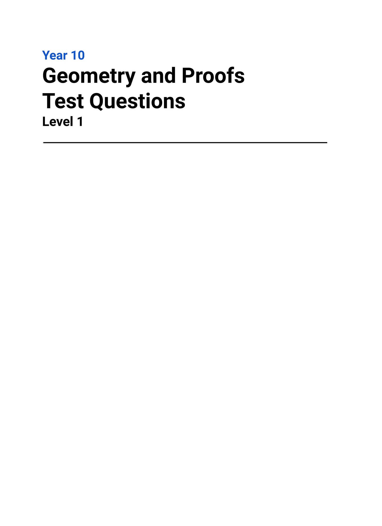 Year 10 Geometry and Proofs - Questions and worked solutions - Level 1 ...