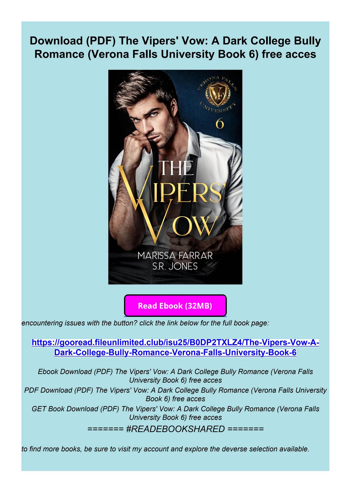 Download (PDF) The Vipers' Vow: A Dark College Bully Romance (Verona ...