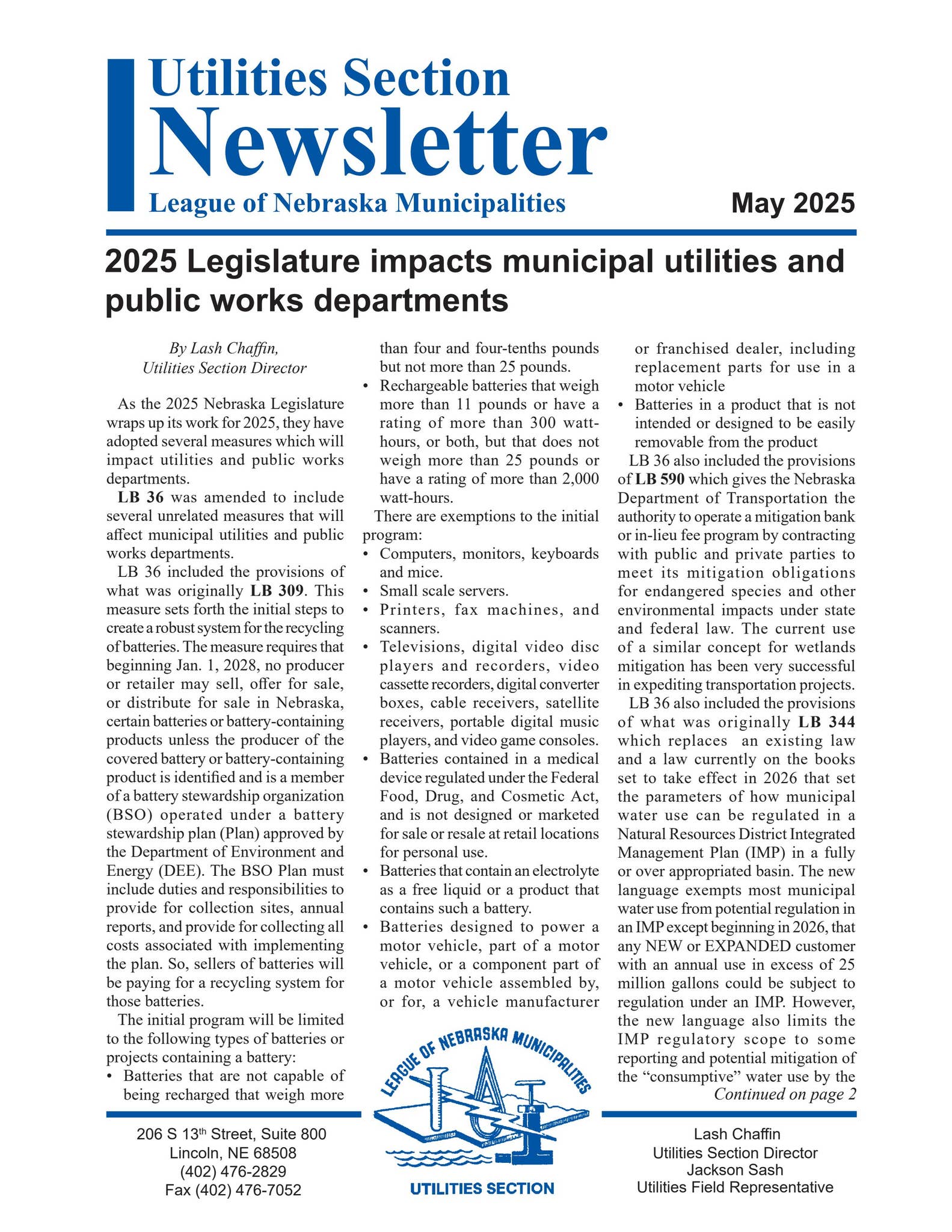 May 2025 Utilities Newsletter by League of Nebraska Municipalities - Issuu