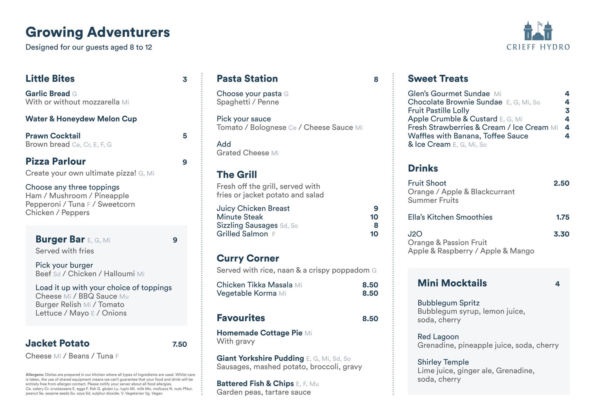 Kids Menu | Crieff Hydro Hotel by Crieff Hydro Family of Hotels - Issuu