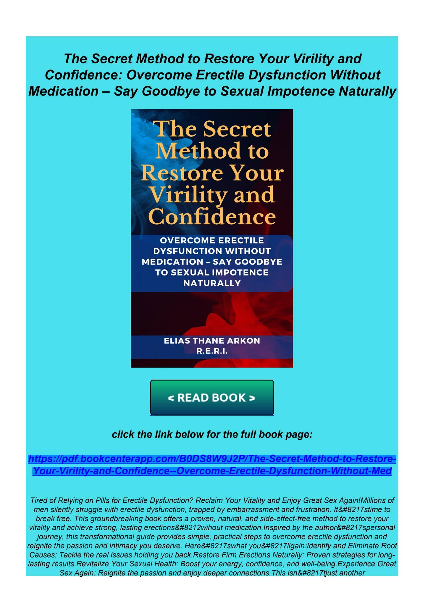 Ebook PDF The Secret Method to Restore Your Virility and Confidence: Overcome Erectile ...