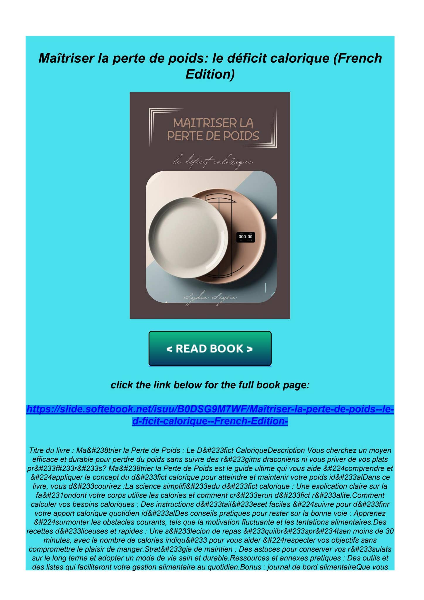 Ebook PDF Maîtriser la perte de poids: le déficit calorique (French ...