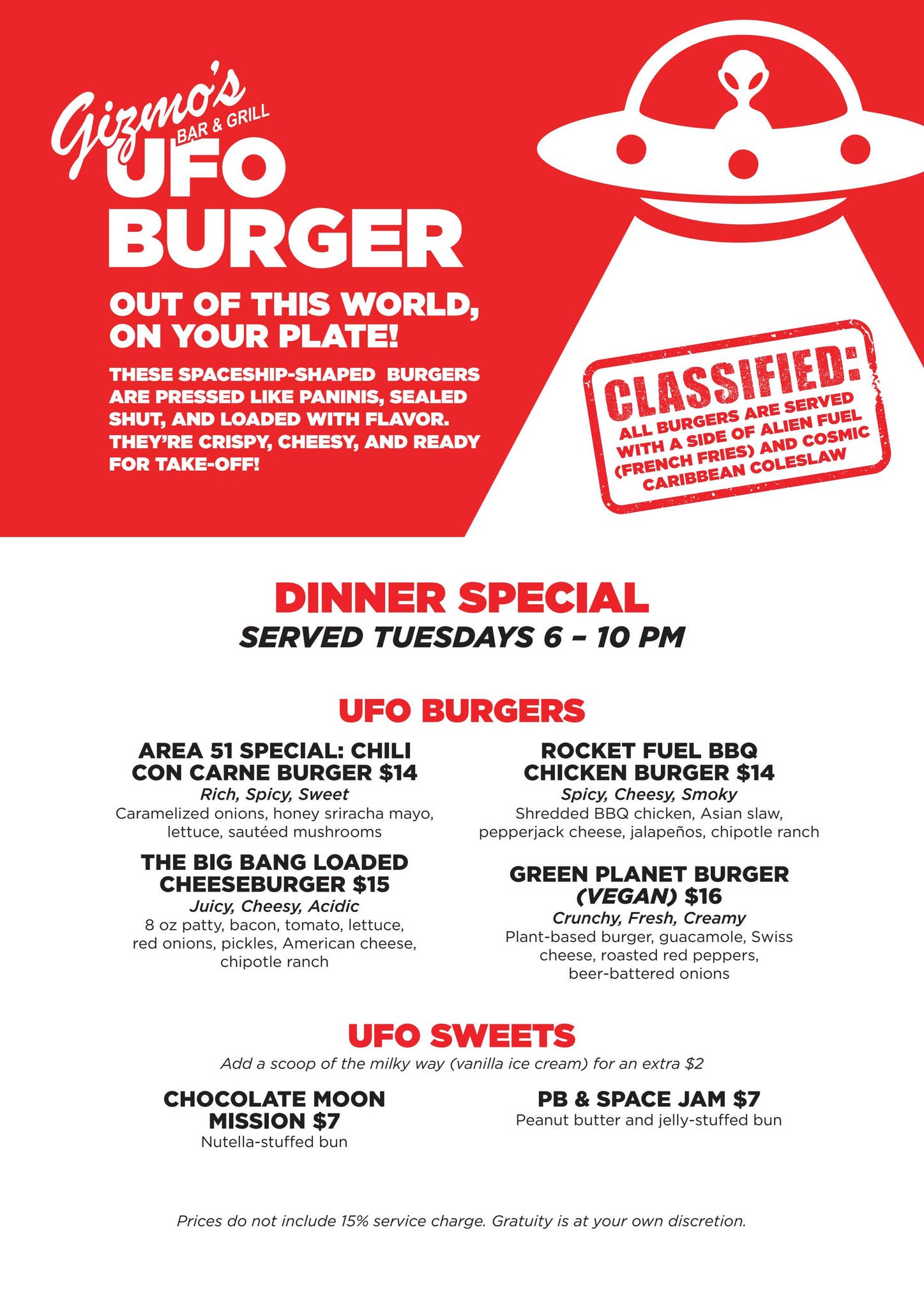 Gizmo's UFO Burger Special Menu by Divi Resorts - Issuu