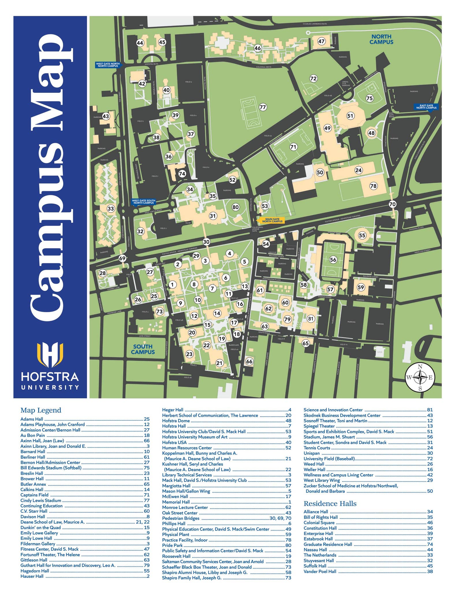 Hofstra University Campus Map with Legend by Hofstra University - Issuu