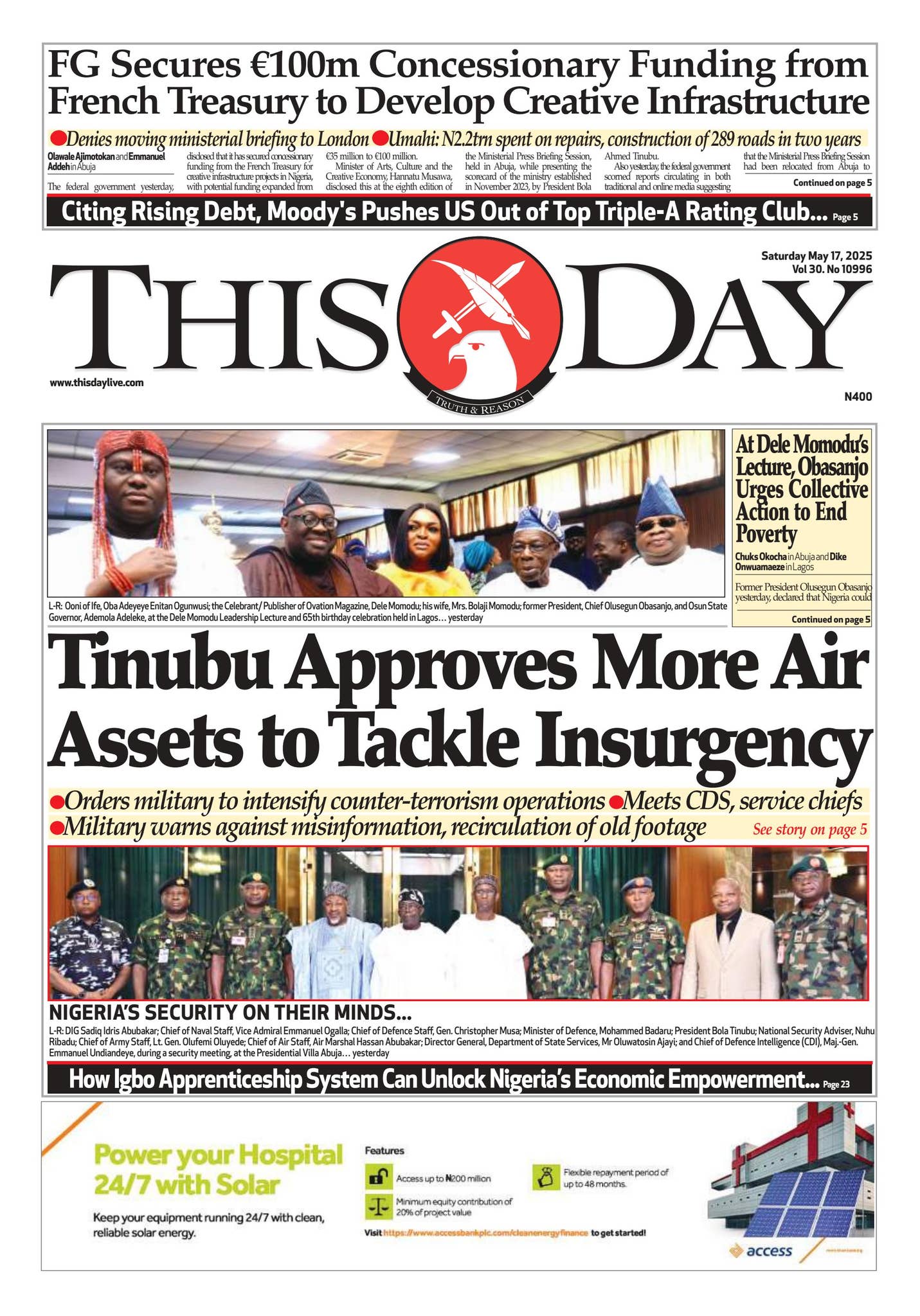 SATURDAY 17TH MAY 2025 by THISDAY Newspapers Ltd - Issuu