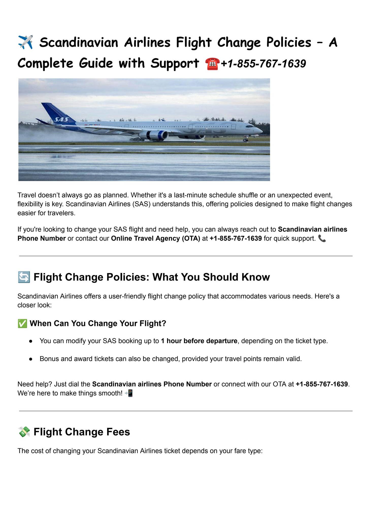 Scandinavian Airlines Flight Change Policies ☎️+1-855-767-1639 by ...