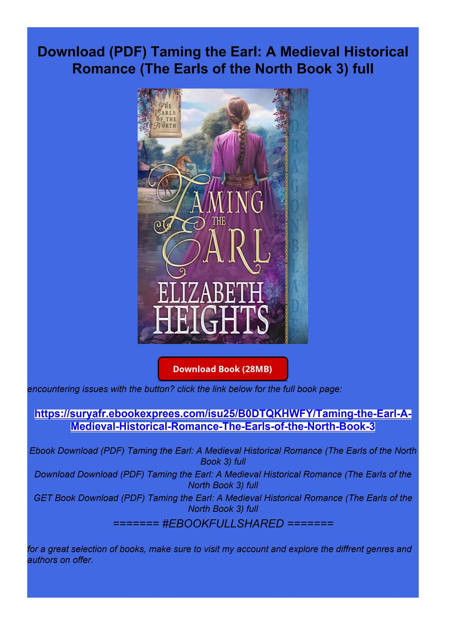 Download (PDF) Taming the Earl: A Medieval Historical Romance (The Earls of the North Book 3 ...