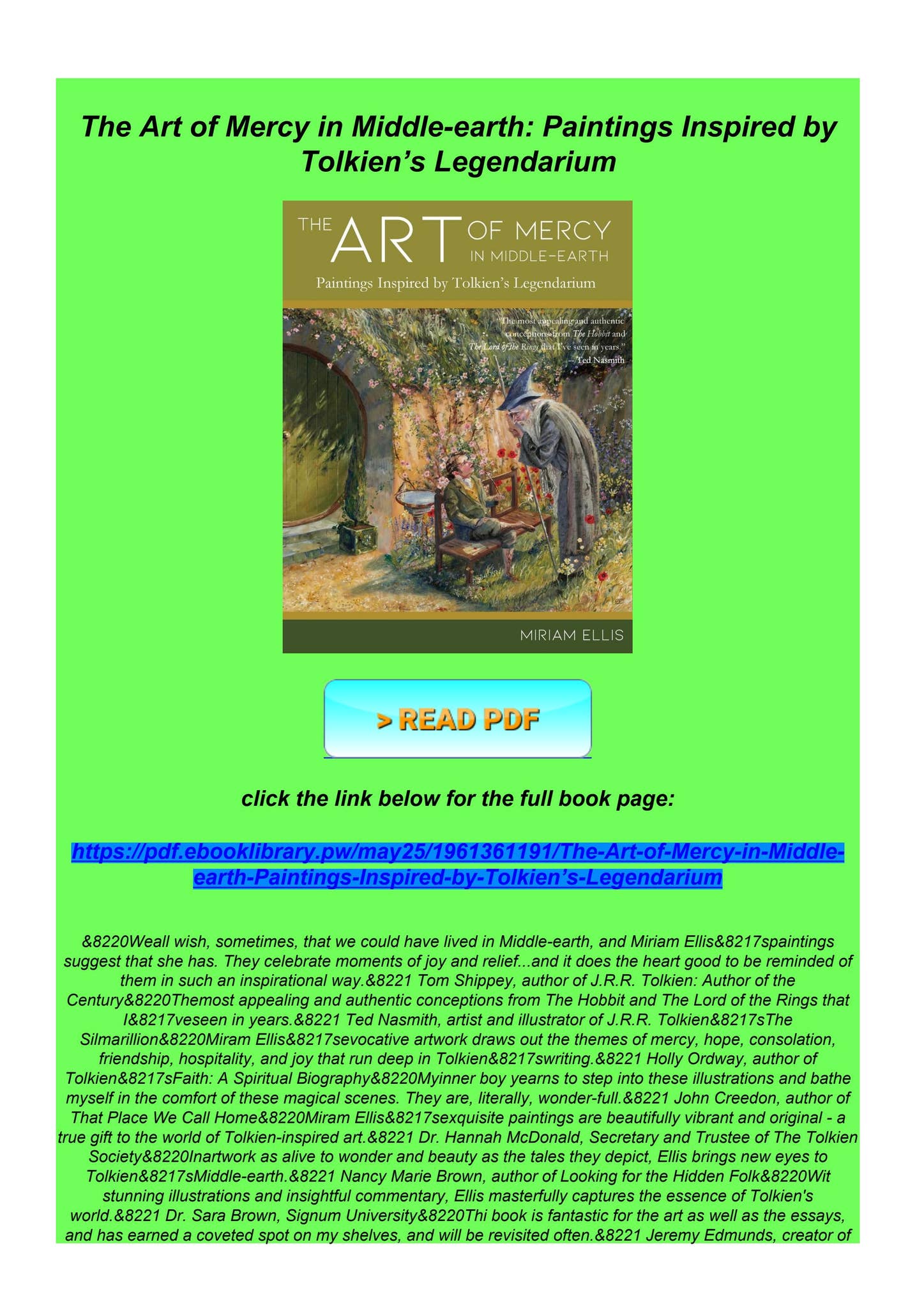 READ The Art of Mercy in Middle-earth: Paintings Inspired by Tolkien’s ...