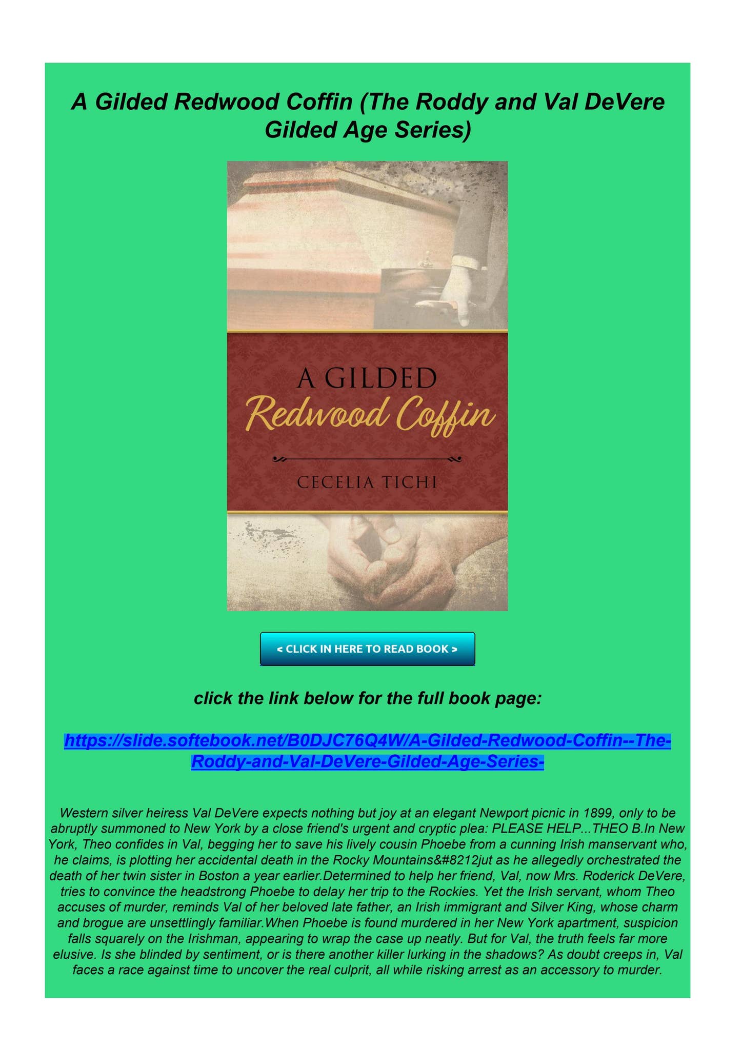 Ebook PDF A Gilded Redwood Coffin (The Roddy and Val DeVere Gilded Age ...