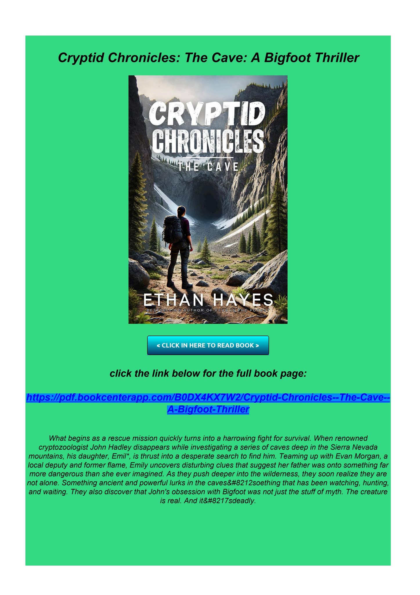 GEt PDF Cryptid Chronicles: The Cave: A Bigfoot Thriller by kiaanbridebeck - Issuu
