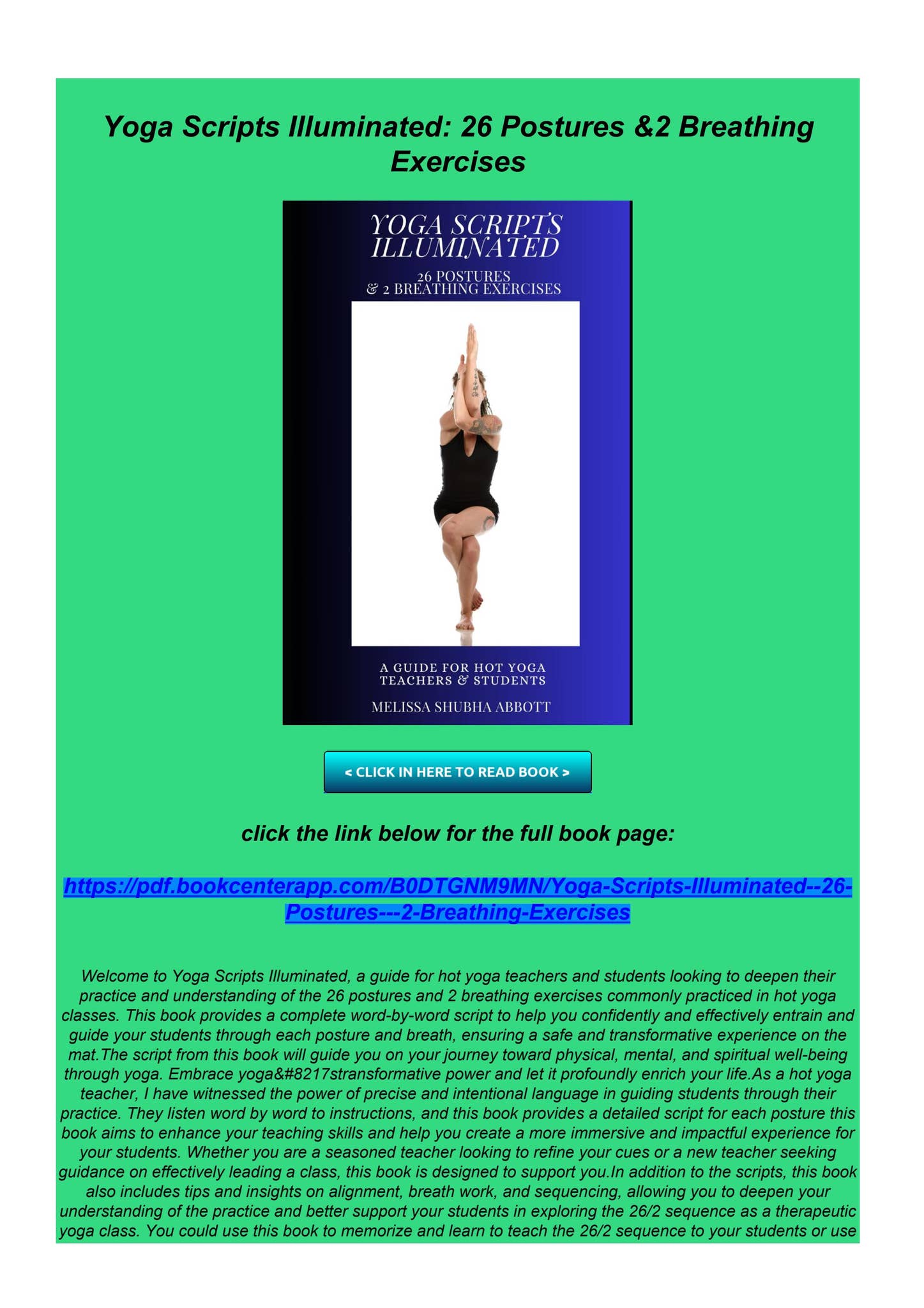 GEt PDF Yoga Scripts Illuminated: 26 Postures & 2 Breathing Exercises ...