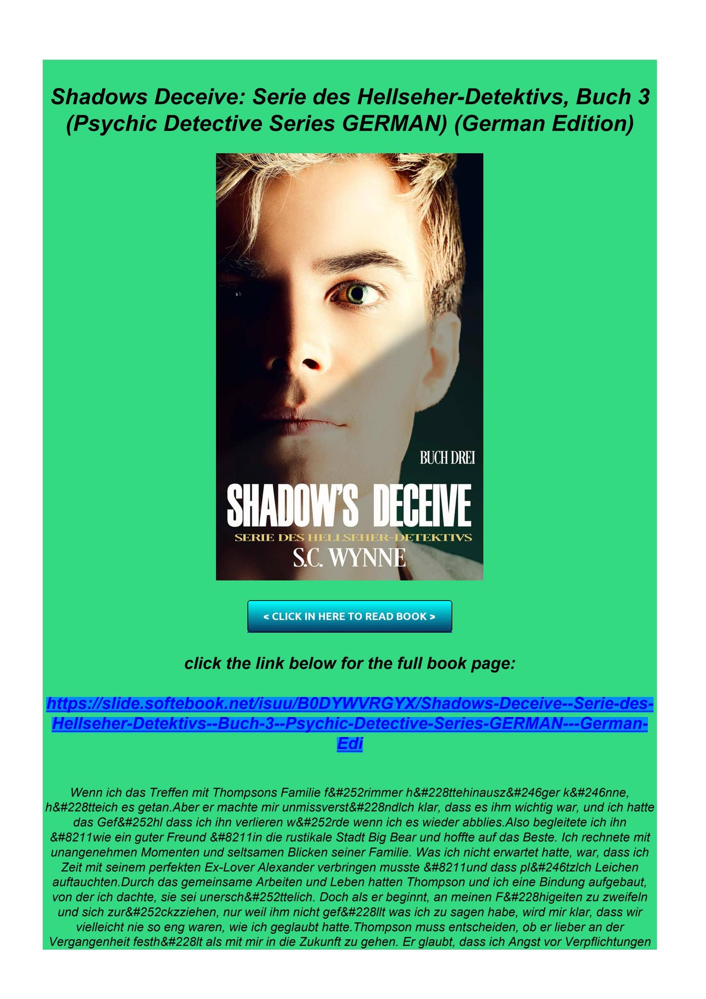 Get PDF Shadows Deceive: Serie des Hellseher-Detektivs, Buch 3 (Psychic ...