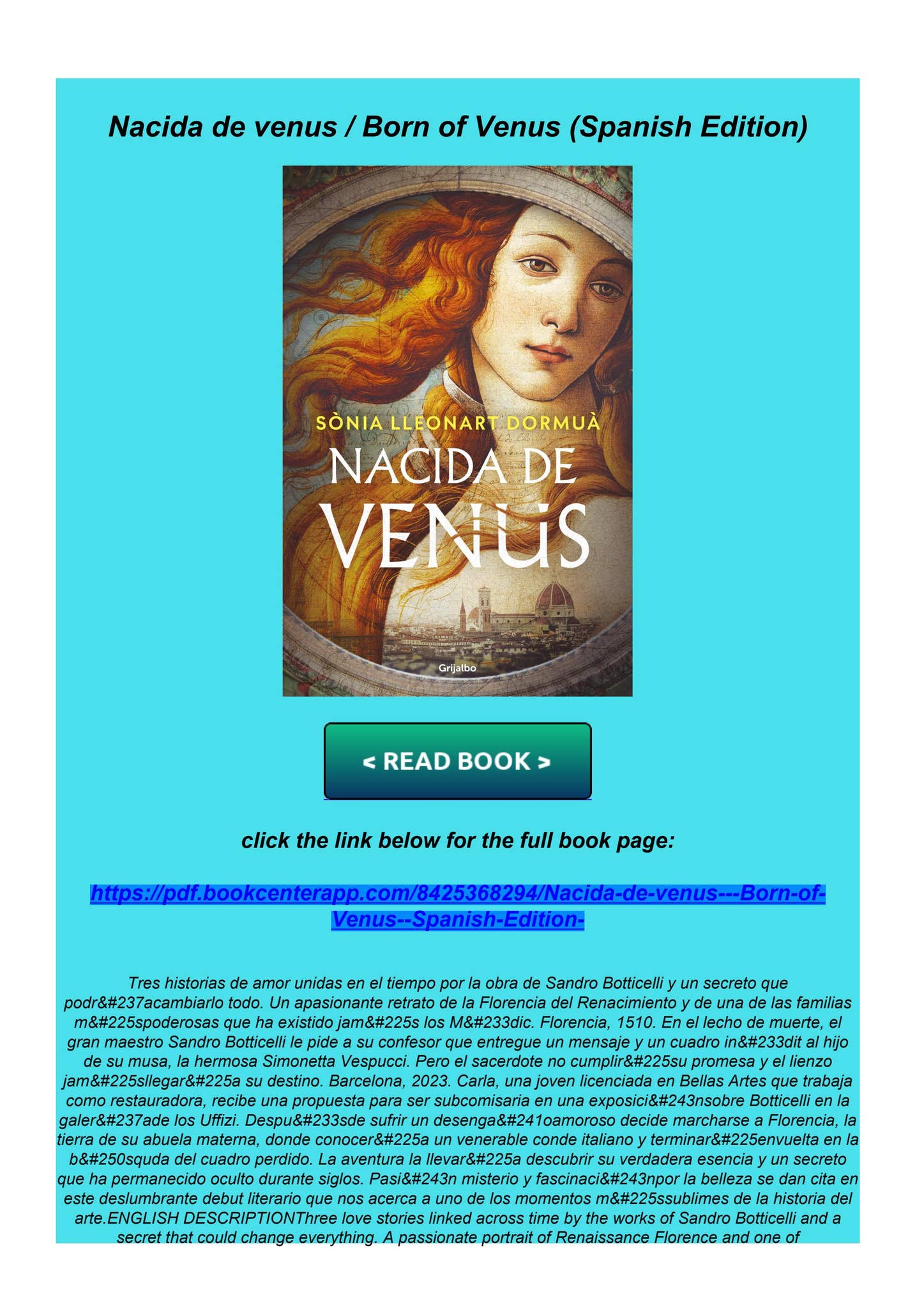 Read PDF Nacida de venus / Born of Venus (Spanish Edition) by ...