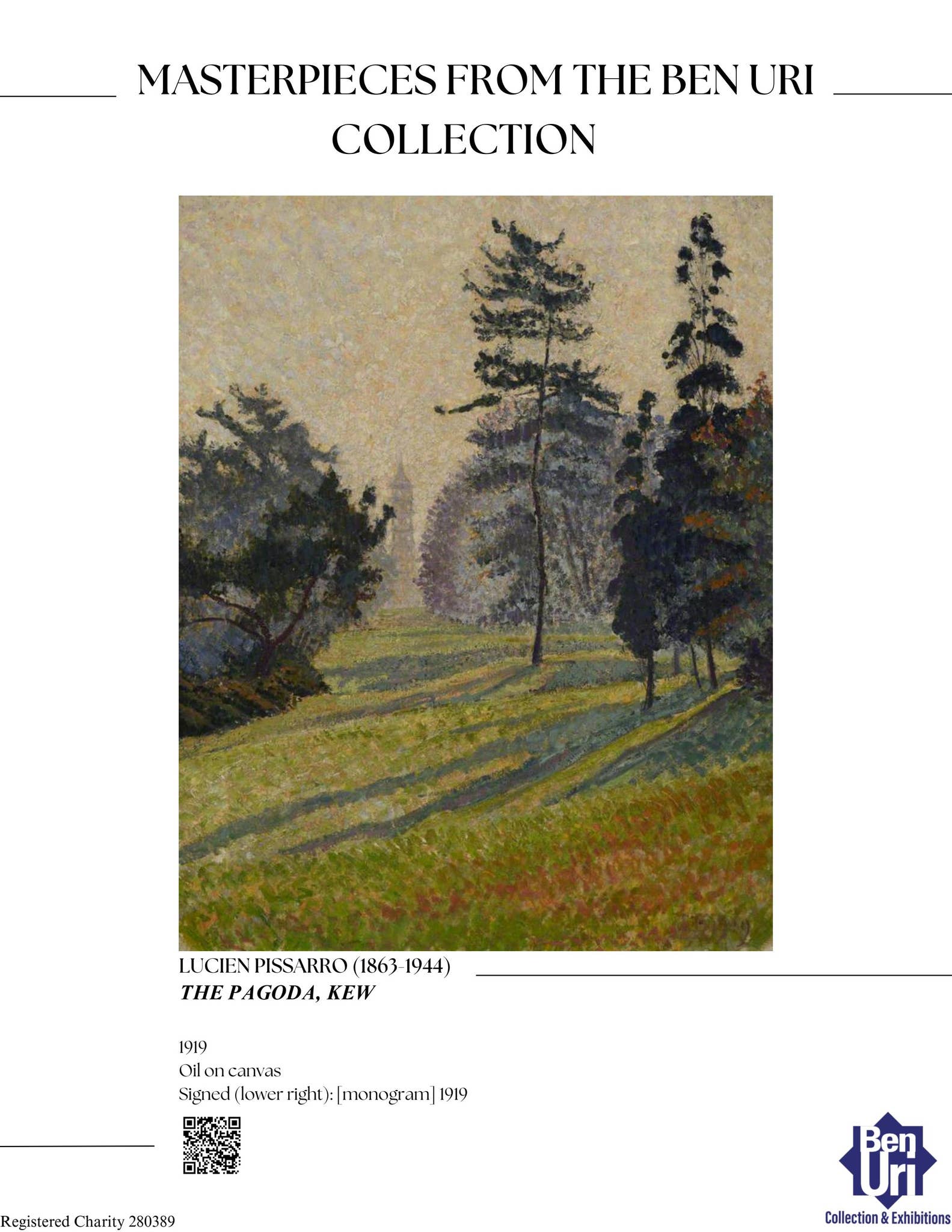 Masterpieces of the Ben Uri Collection - LUCIEN PISSARRO (1863-1944) THE PAGODA, KEW by Ben Uri ...