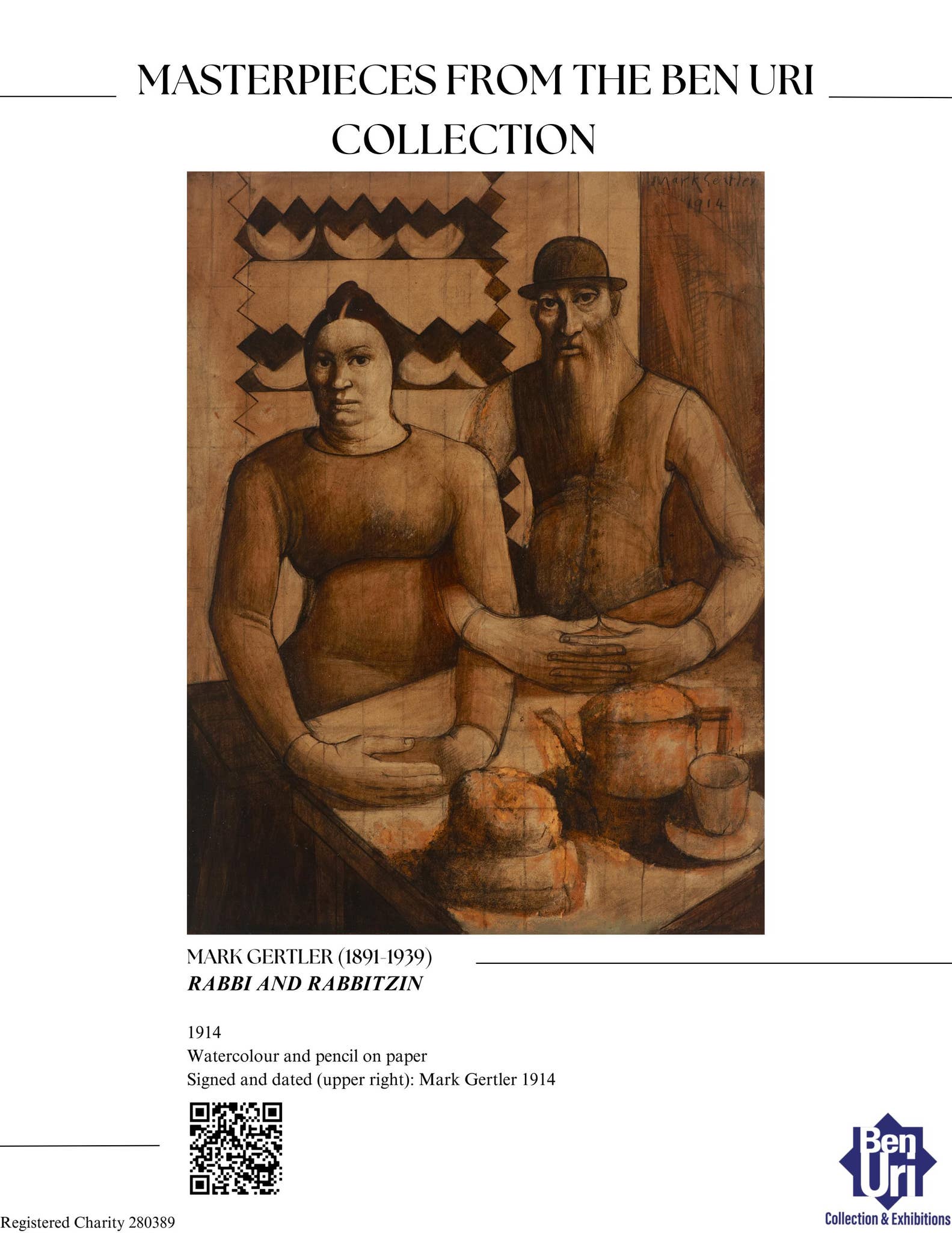Masterpieces of the Ben Uri Collection - MARK GERTLER (1891-1939) RABBI AND RABBITZIN by Ben Uri ...