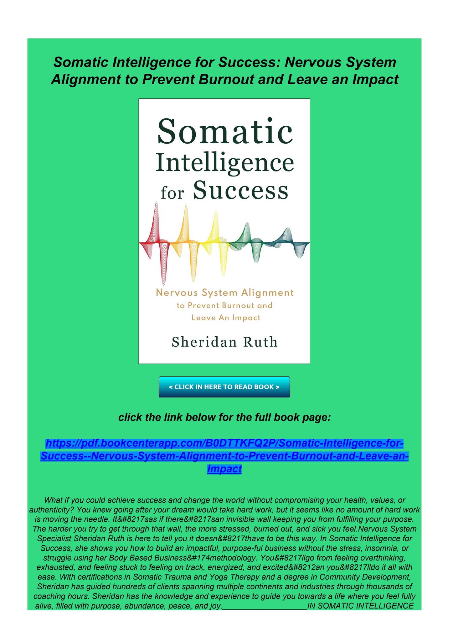 Get PDF Somatic Intelligence for Success: Nervous System Alignment to Prevent Burnout and Leave ...