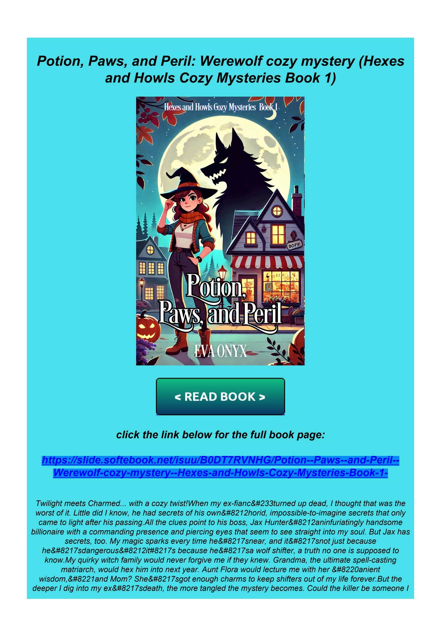 Get PDF Potion, Paws, and Peril: Werewolf cozy mystery (Hexes and Howls Cozy Mysteries Book 1 ...