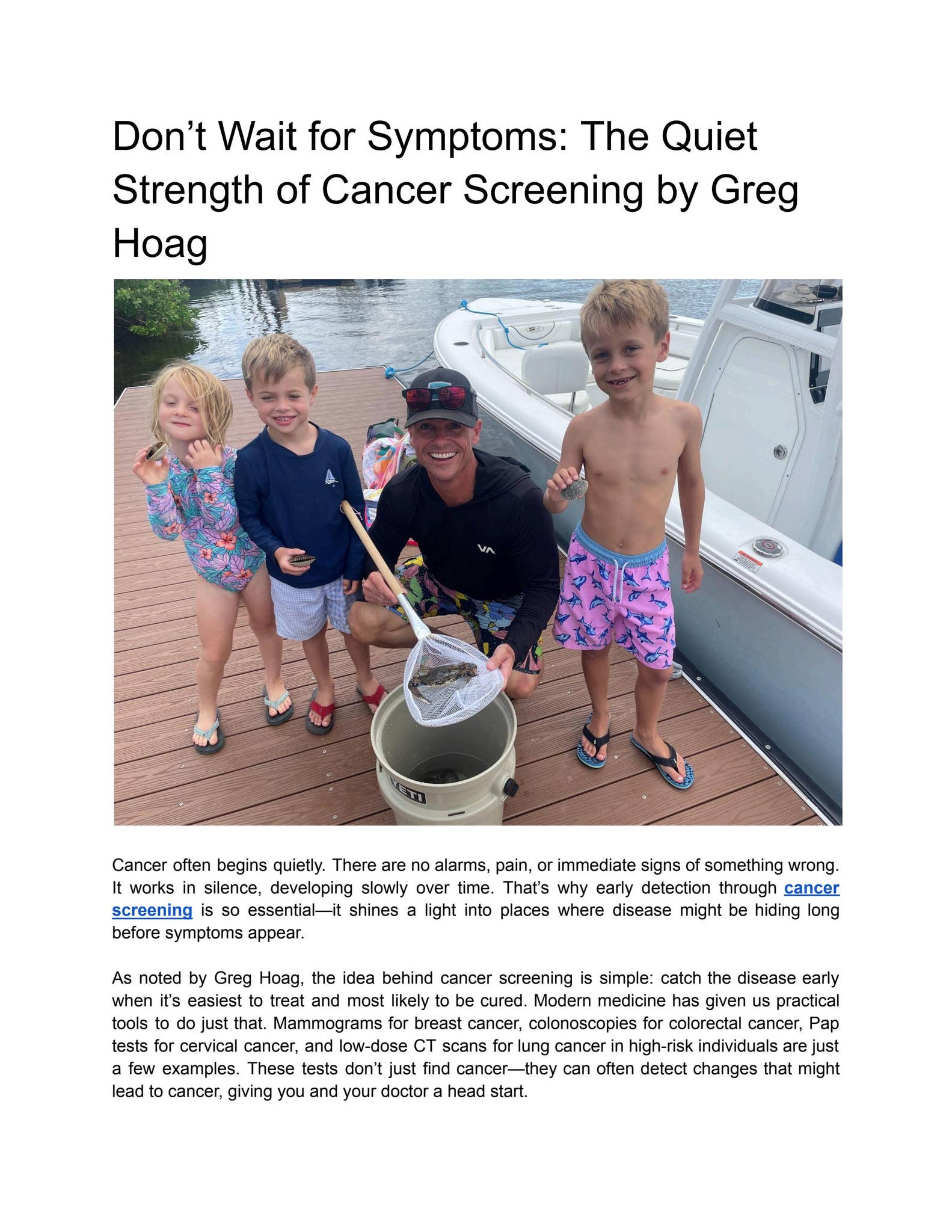 Don’t Wait for Symptoms_ The Quiet Strength of Cancer Screening by Greg Hoag by Greg Hoag - Issuu