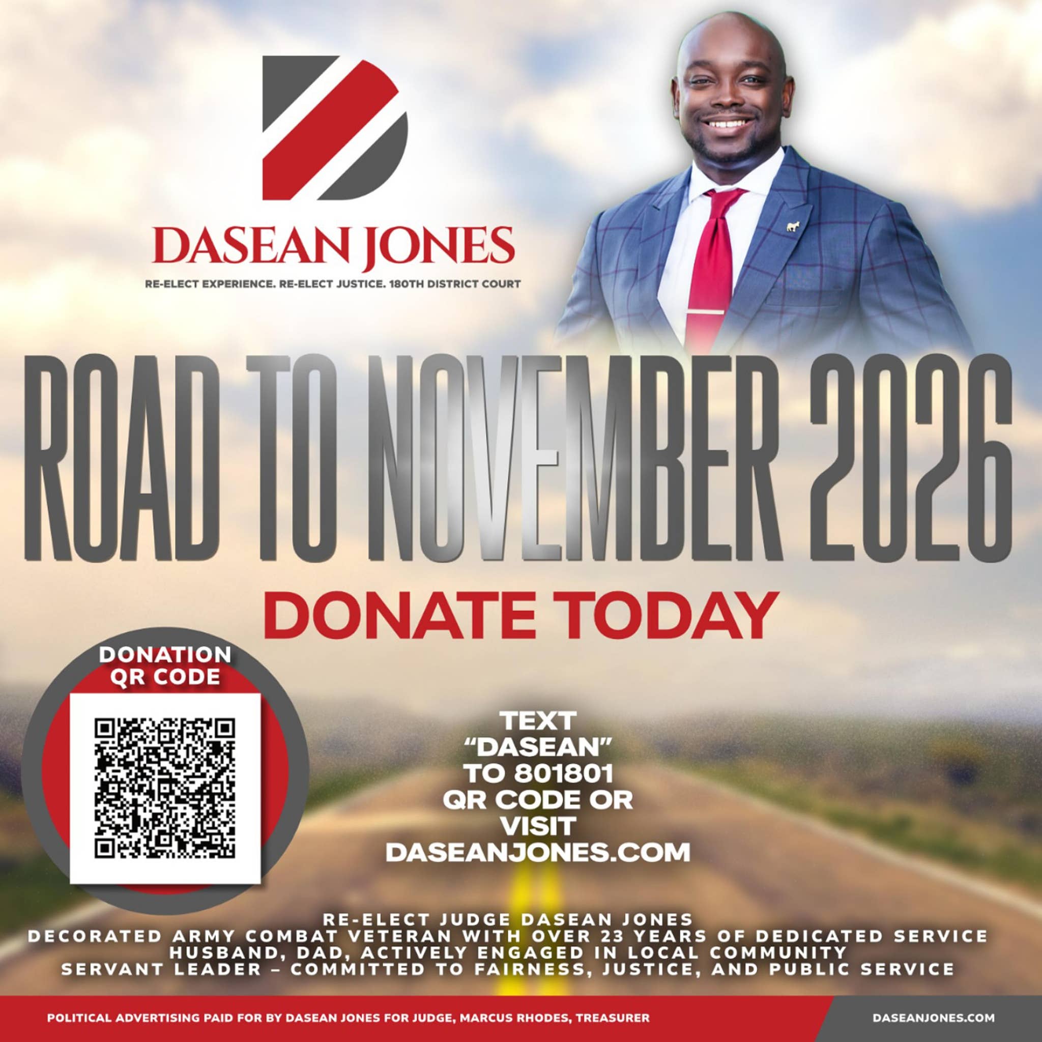 Judge DaSean Jones, Road to 2026 - Democrat Presiding Judge 180th ...