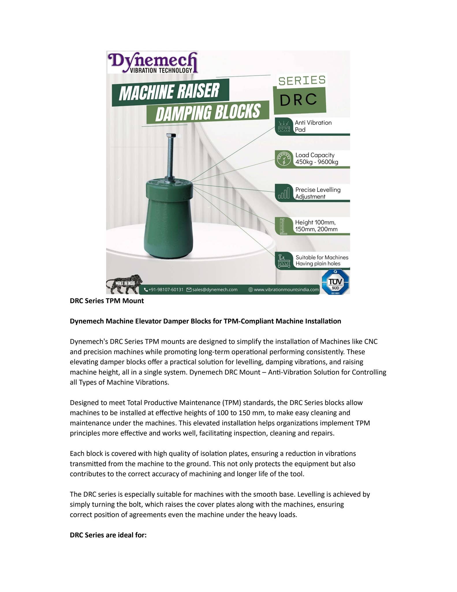 Dynemech Machine Elevator Damper Blocks for TPM-Compliant Machine ...