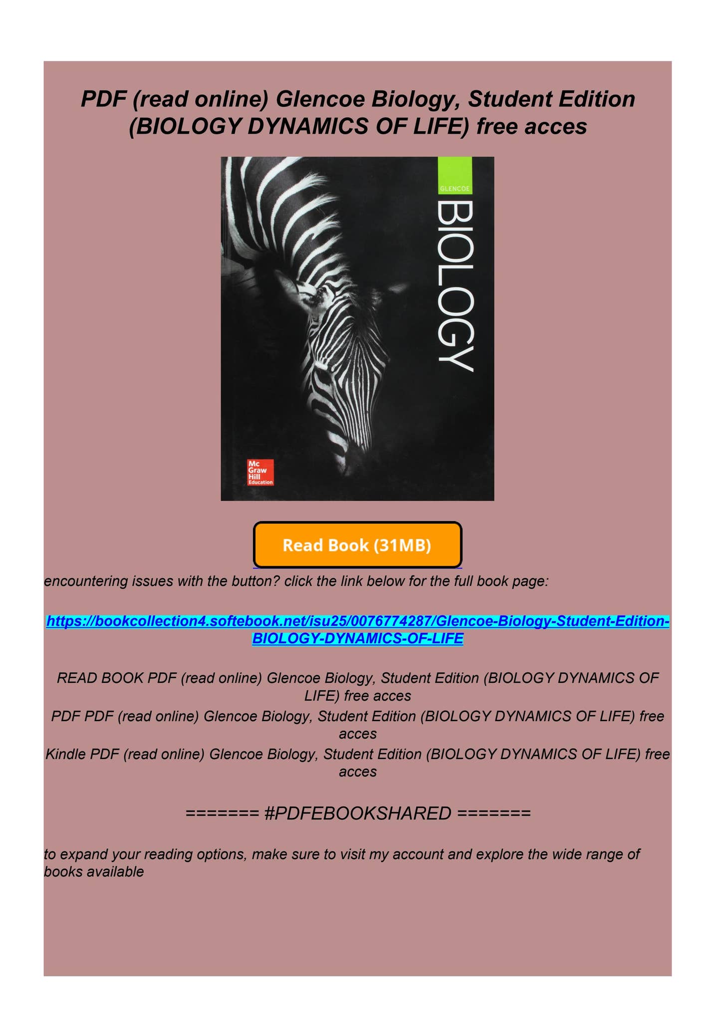 PDF (read online) Glencoe Biology, Student Edition (BIOLOGY DYNAMICS OF ...