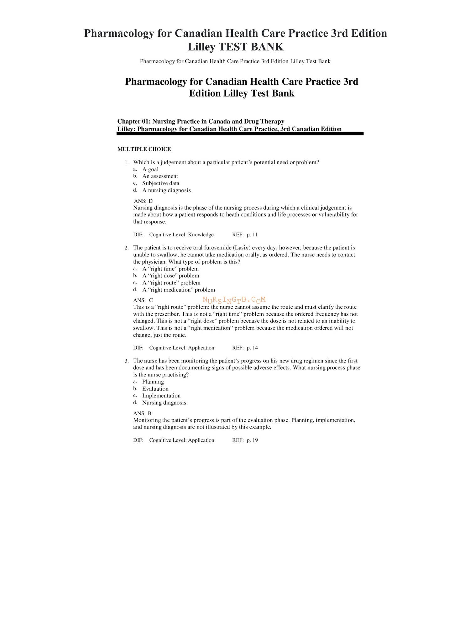 Test Bank for Pharmacology for Canadian Health Care Practice 3rd ...