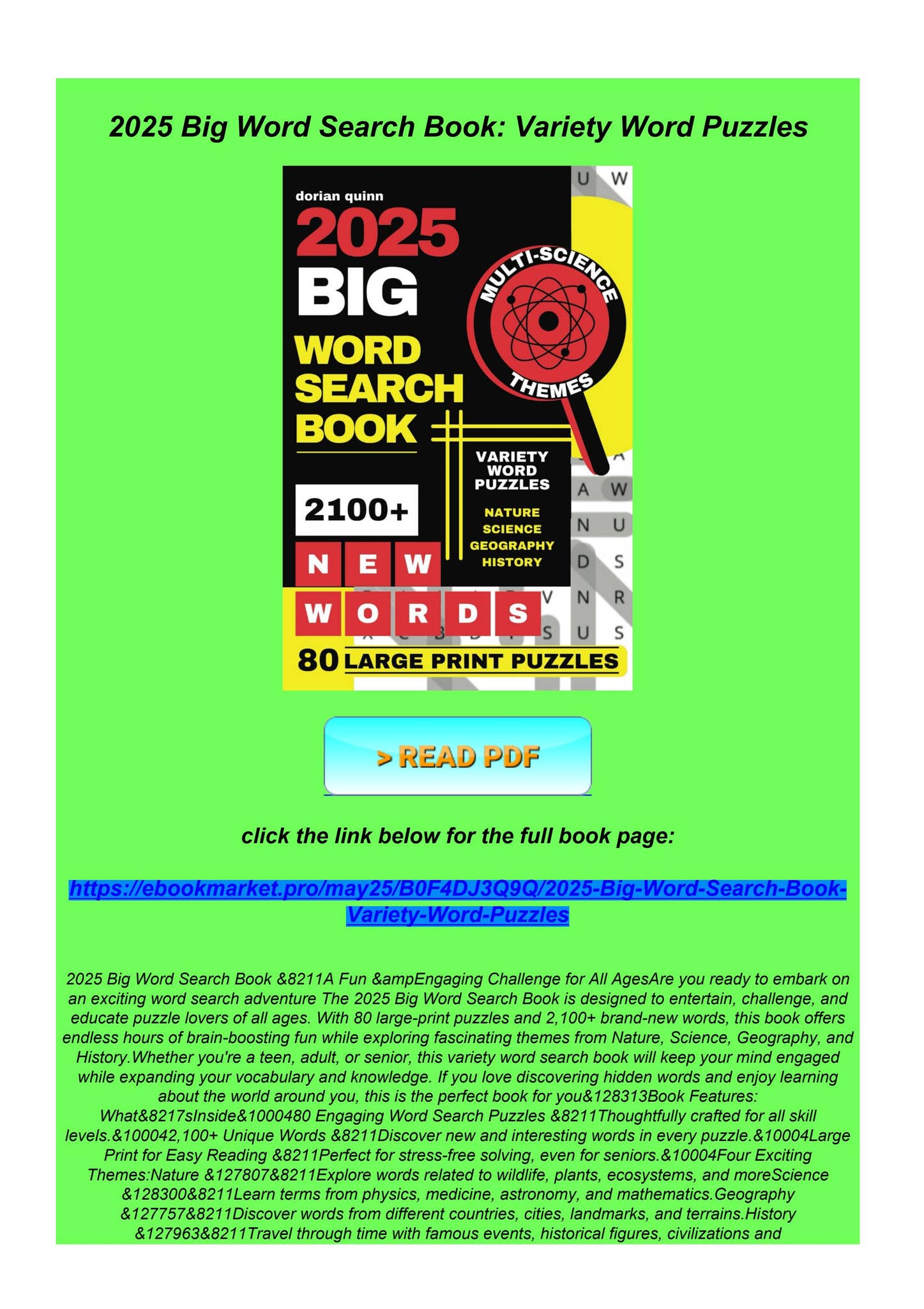 PDF 2025 Big Word Search Book: Variety Word Puzzles by ...