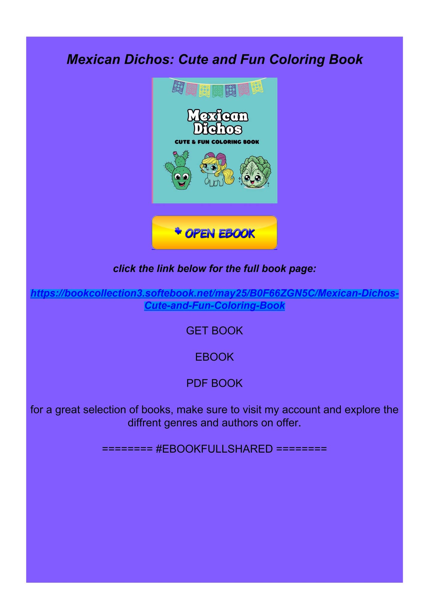PDF Mexican Dichos: Cute and Fun Coloring Book by mariyamachavariania ...