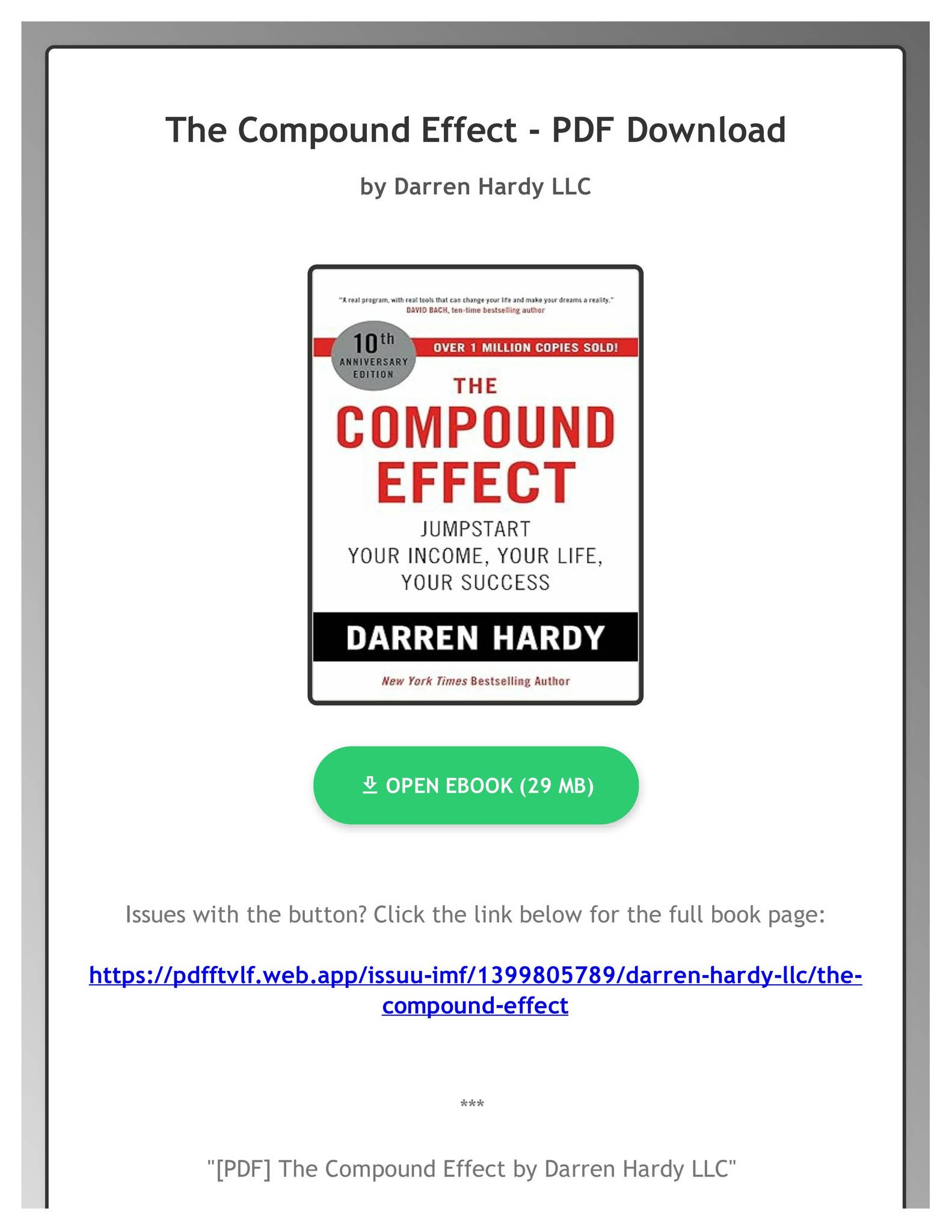 [PDF] The Compound Effect by Darren Hardy LLC by elouisequitzonpp - Issuu
