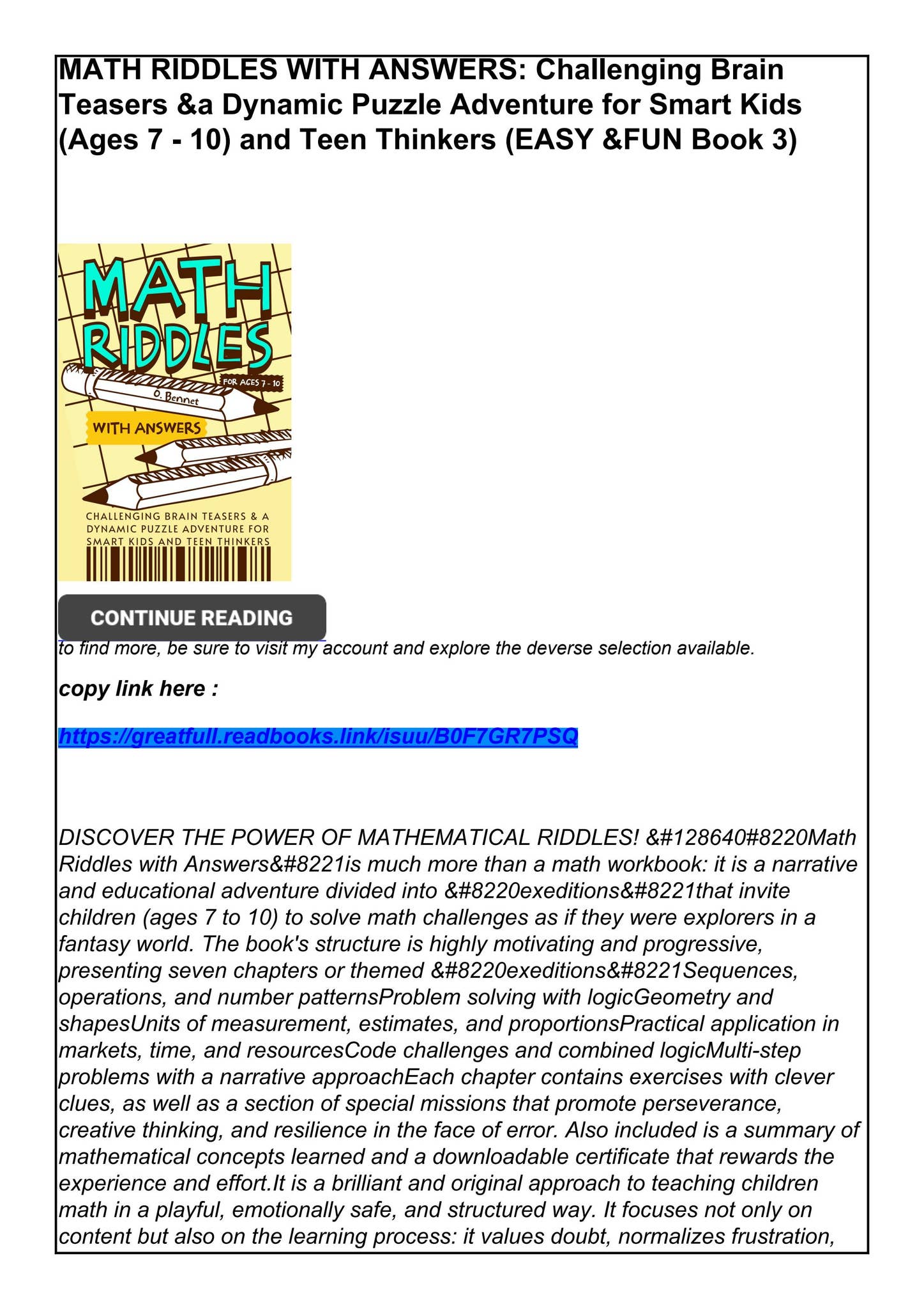 Ebook MATH RIDDLES WITH ANSWERS: Challenging Brain Teasers & a Dynamic ...