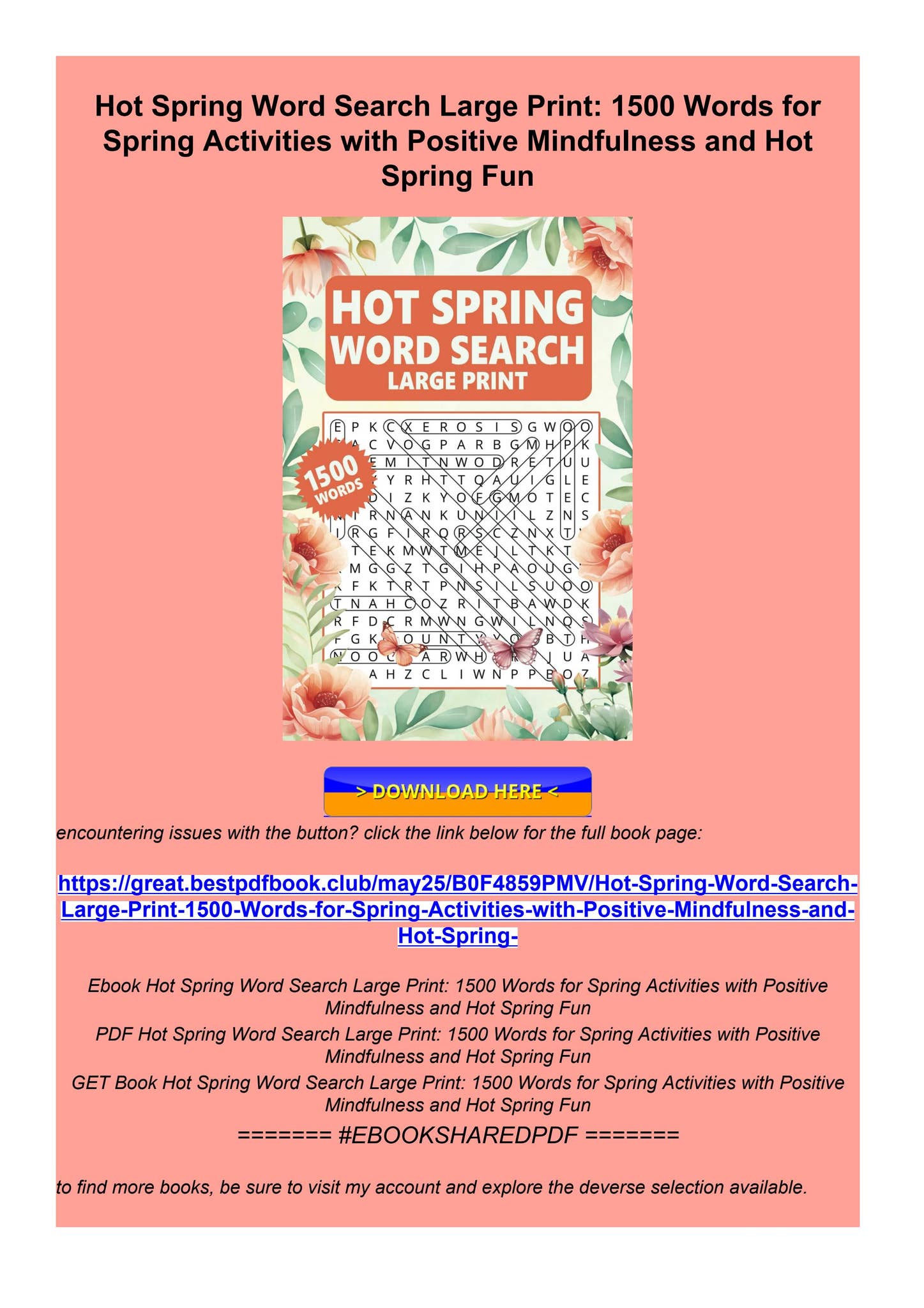 [PDF] READ Free Hot Spring Word Search Large Print: 1500 Words for Spr ...