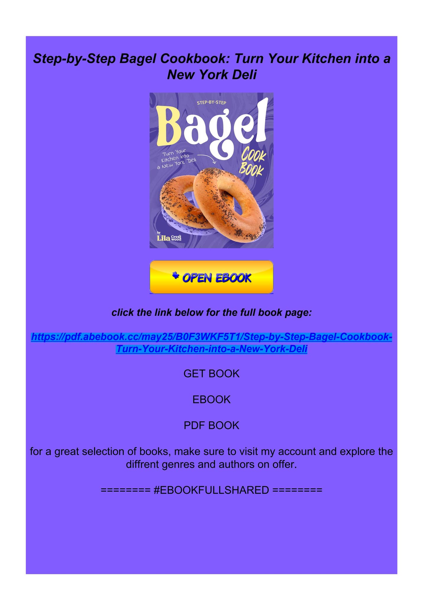 PDF Step-by-Step Bagel Cookbook: Turn Your Kitchen into a New York Del ...